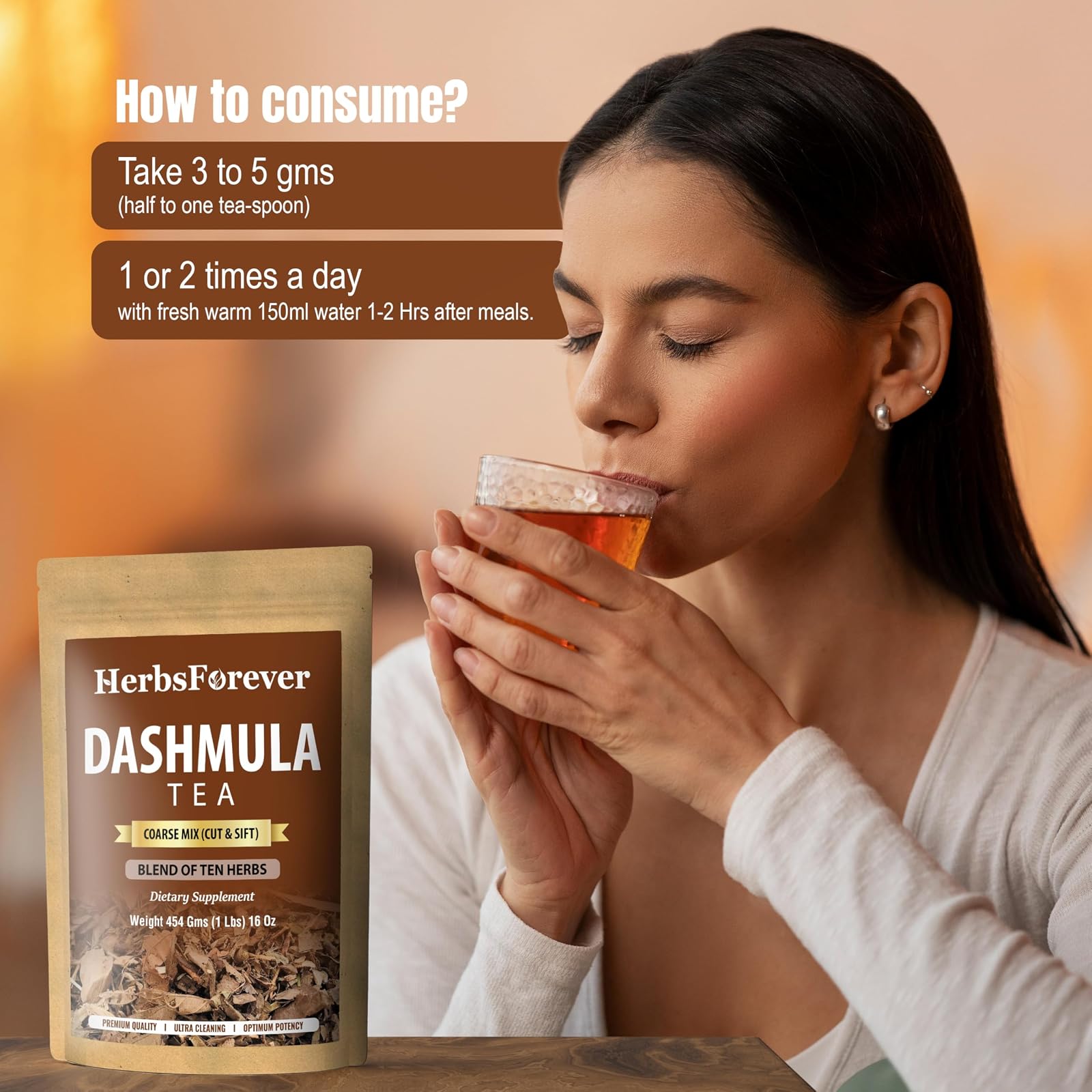 Sifted Dashmula for easy brewing