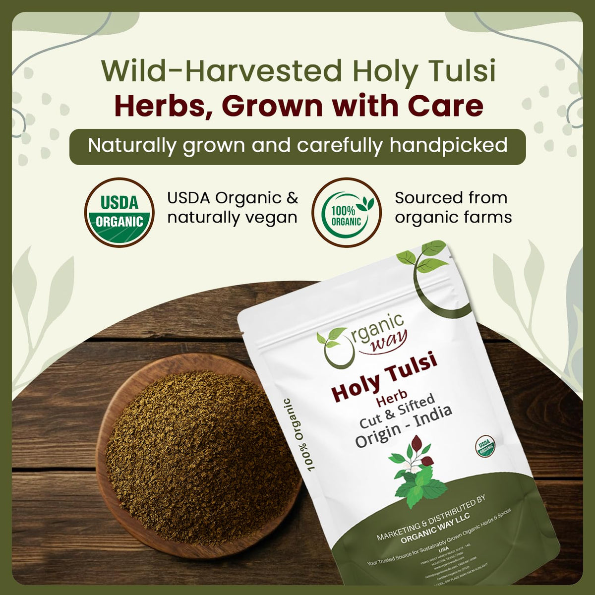 sifted holy tulsi basil leaves