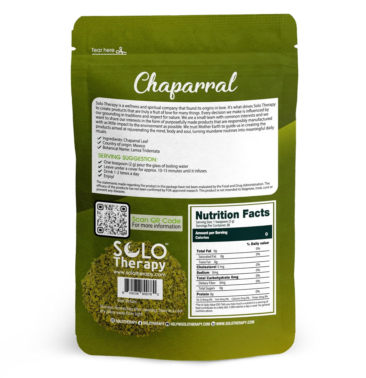 Sifted Larrea Tridentata herbal infusion