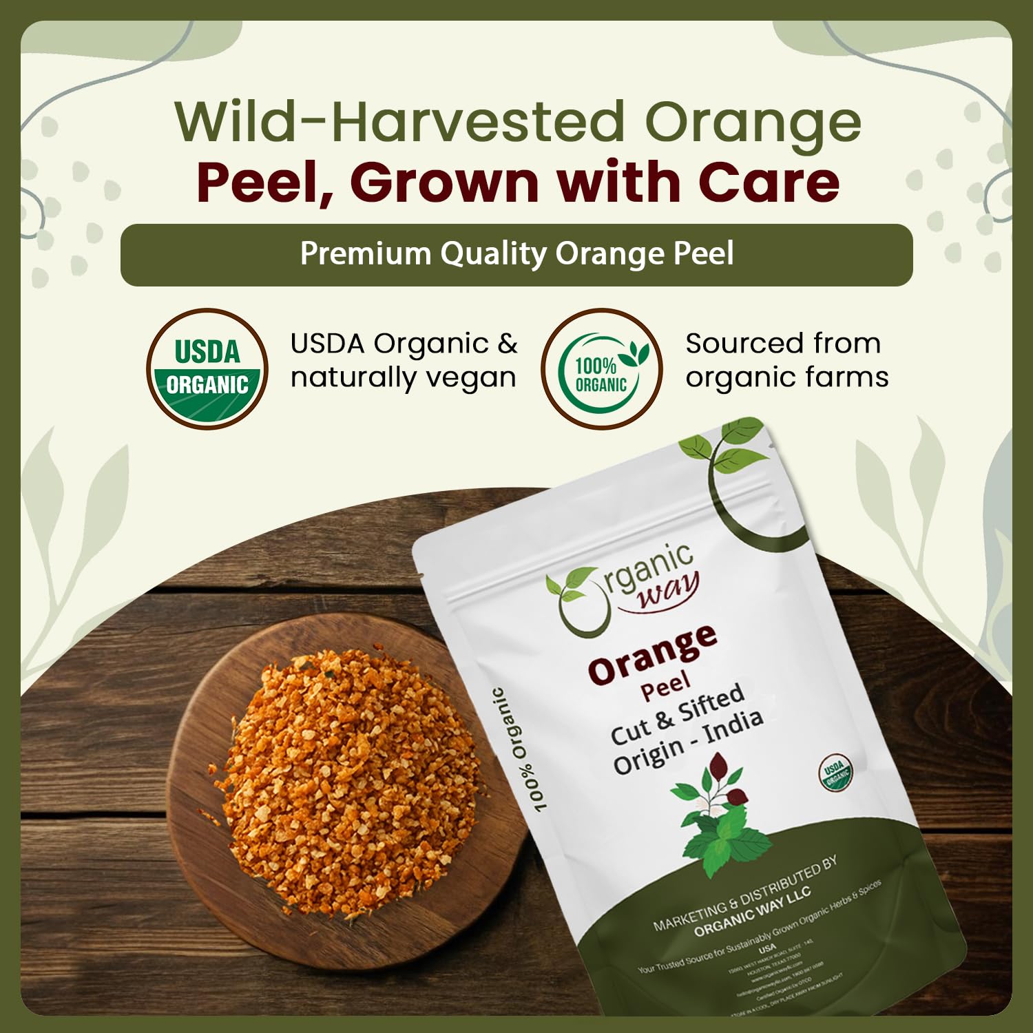 sifted orange peel for herbal infusions