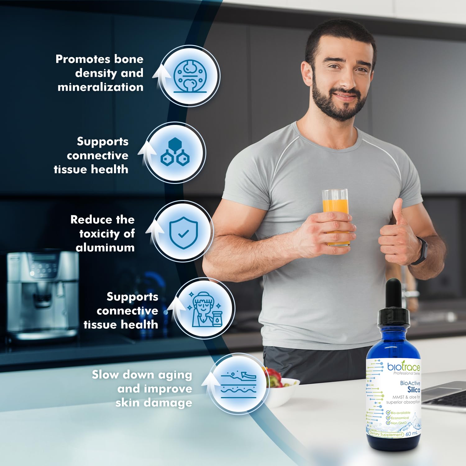 Silica drops for beauty and wellness