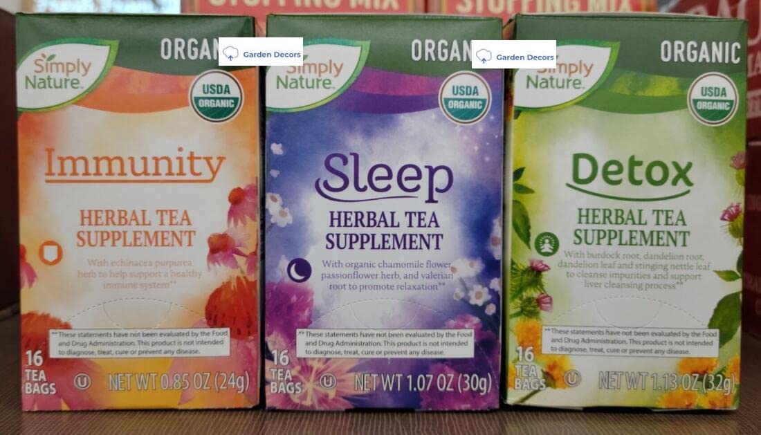 Simply Nature organic herbal tea boxes