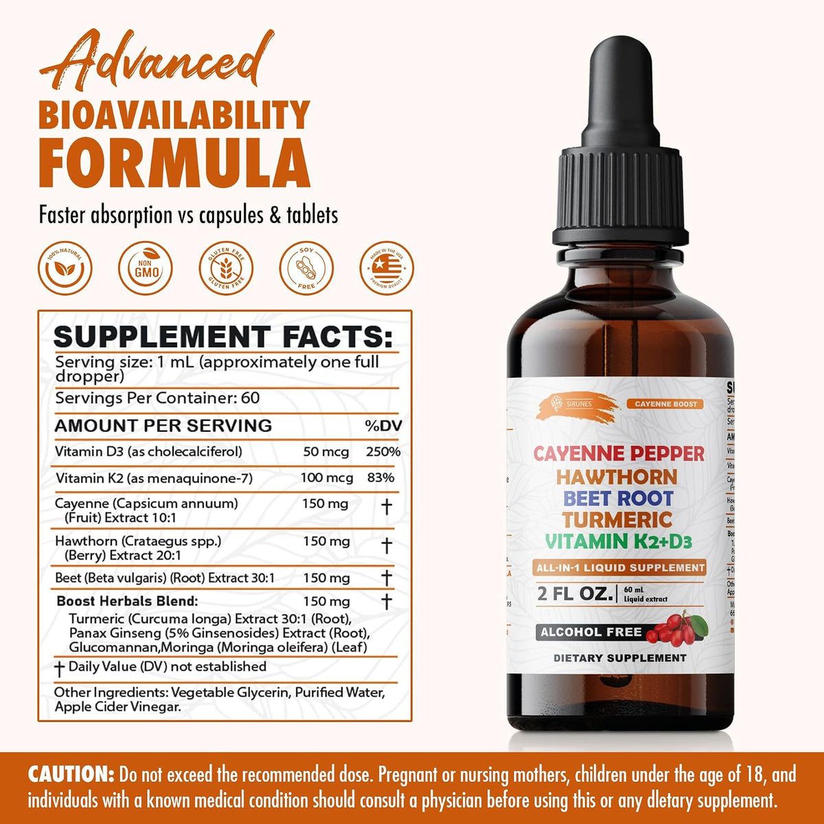 SIRUNES cayenne pepper drops immune support