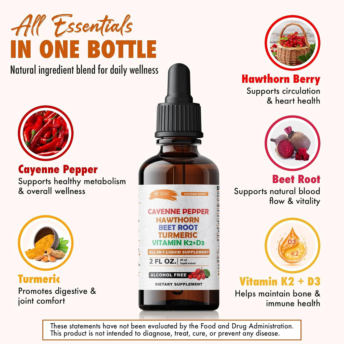 SIRUNES cayenne pepper drops spicy flavor enhancer