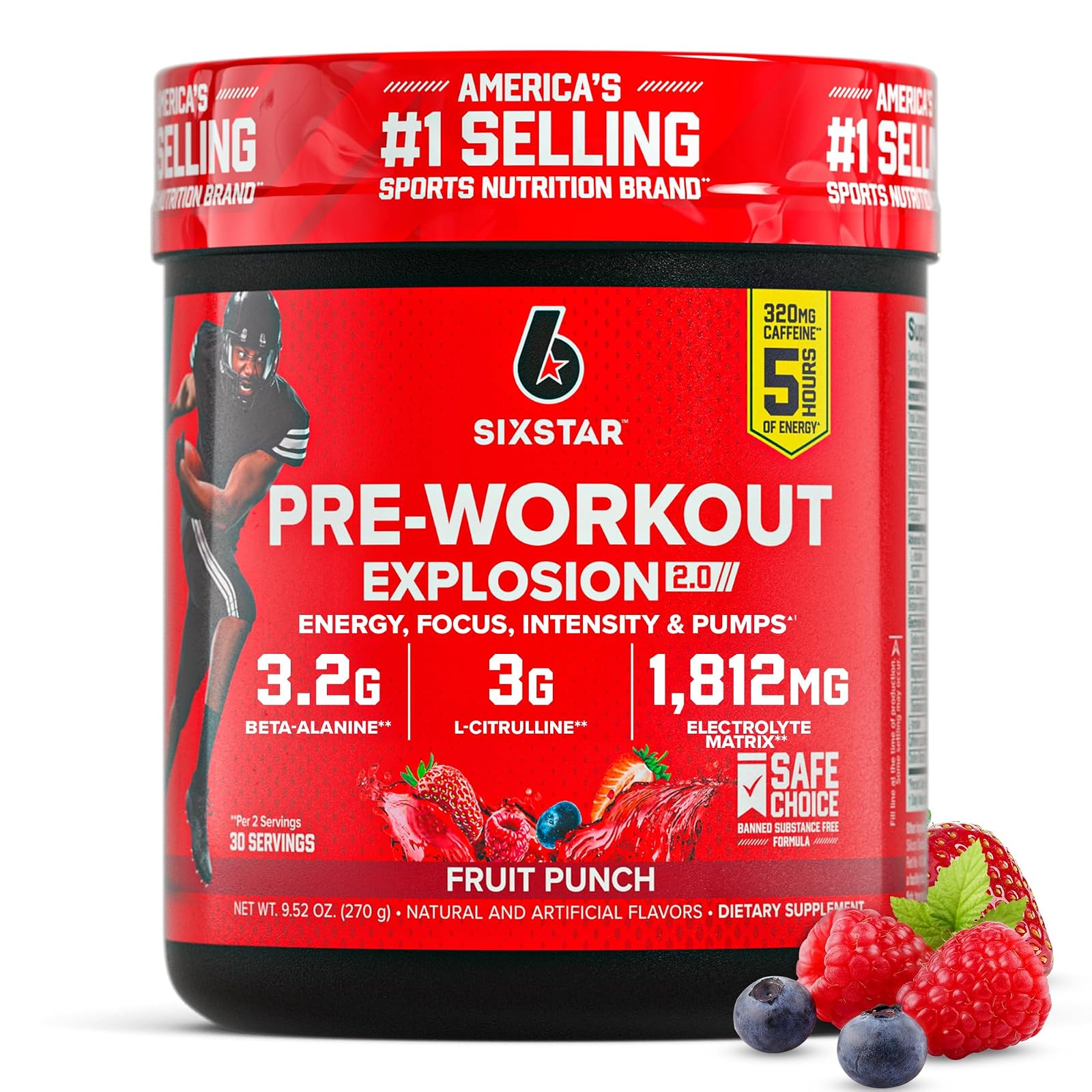 Six Star pre-workout powder fruit punch