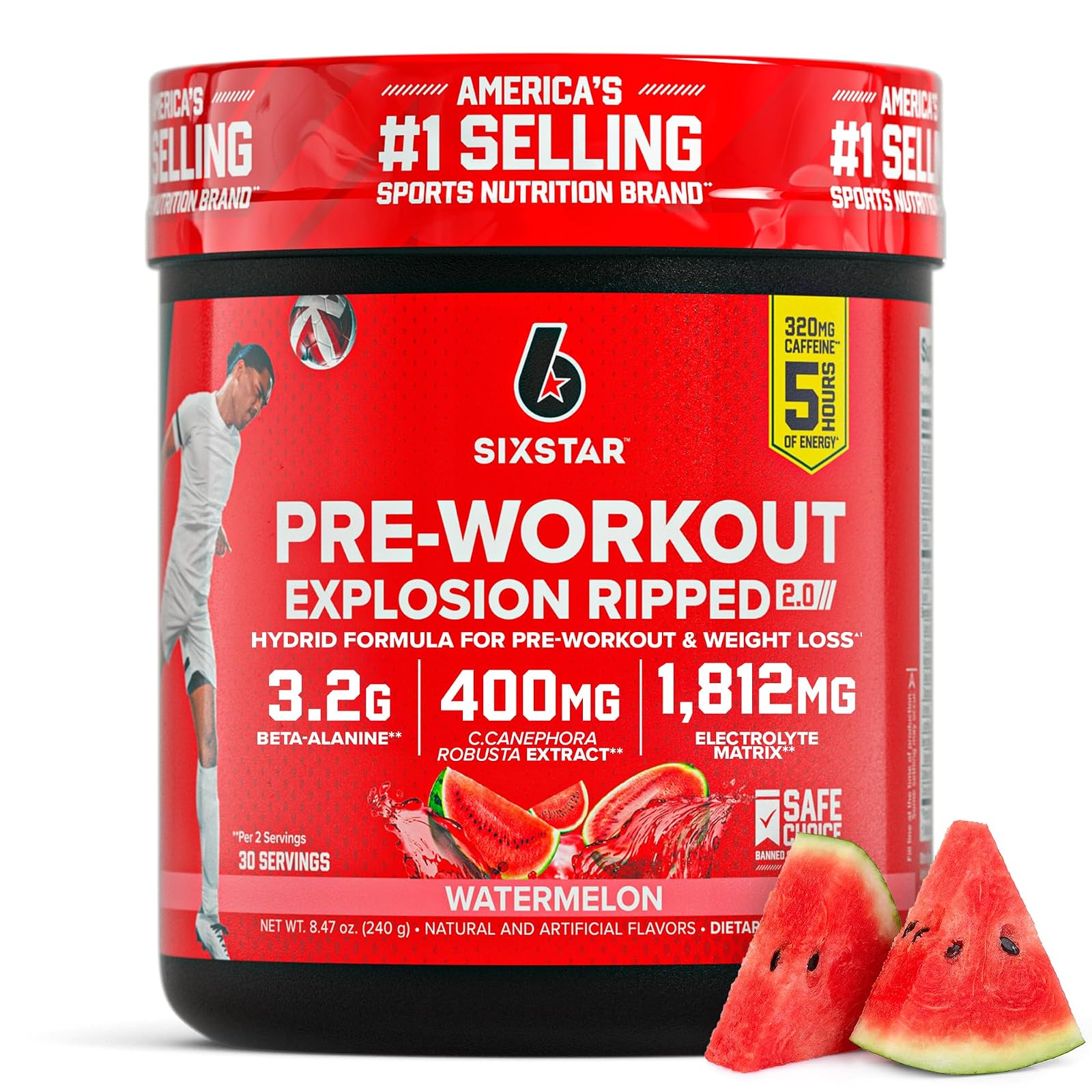 Six Star pre-workout watermelon flavour