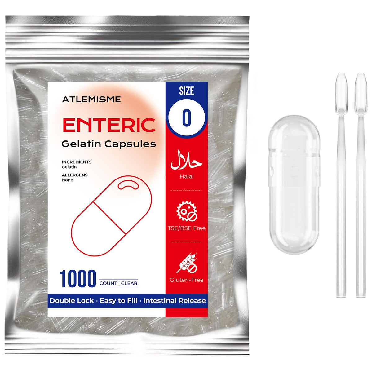 size 0 clear gelatin capsules for vitamins