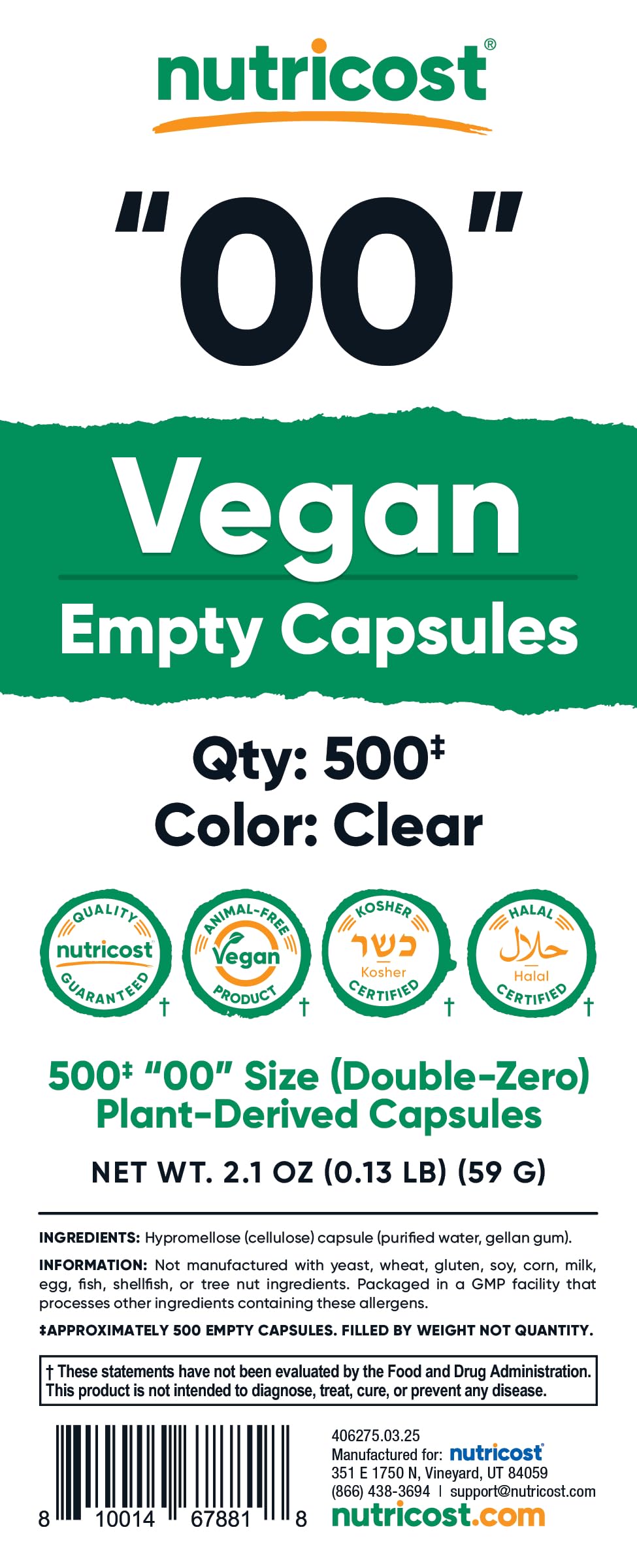 size 00 capsules for custom blends