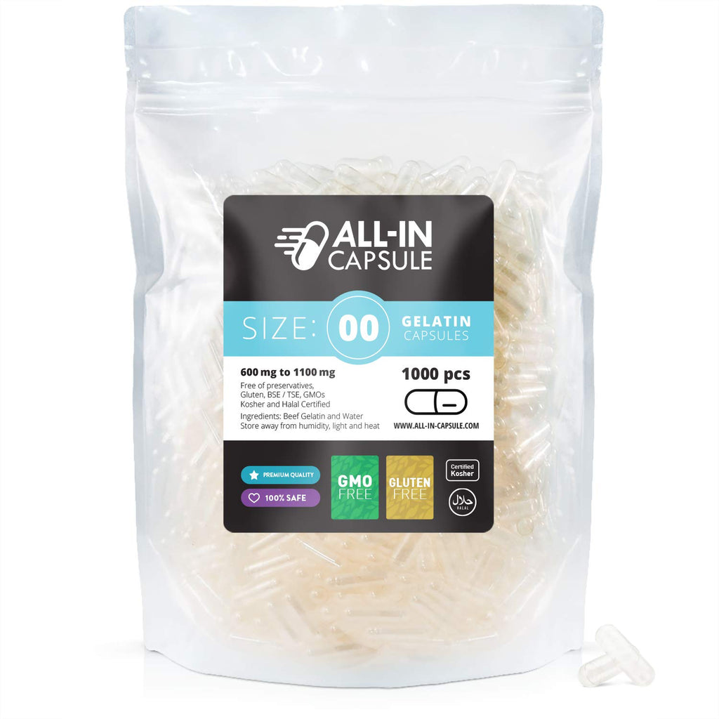 size 00 clear gelatin capsules