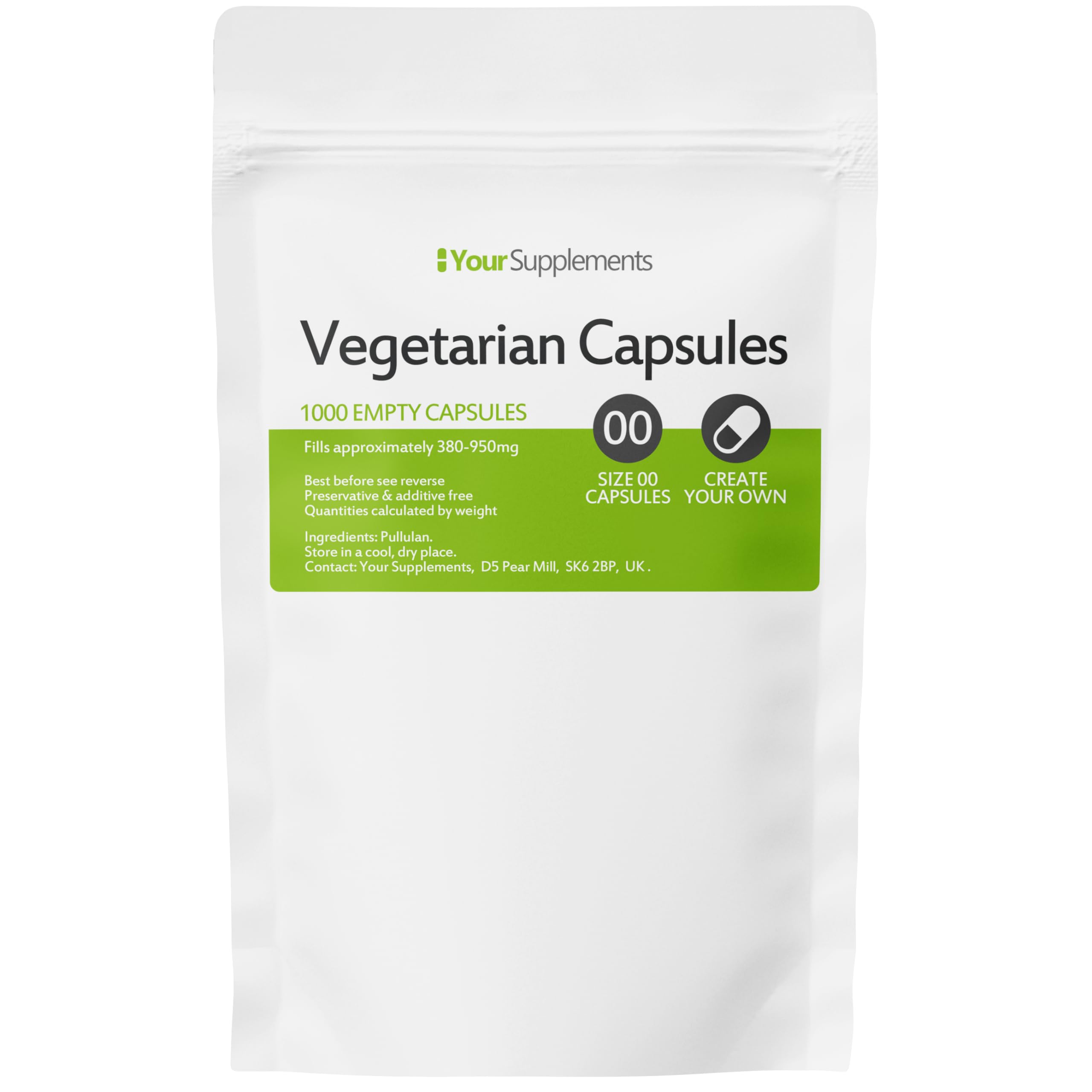 size 00 empty vegetarian capsules