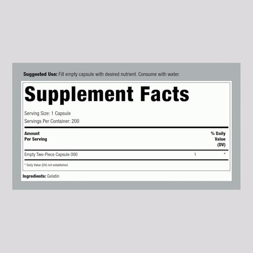 size 000 capsules for blended nutrients