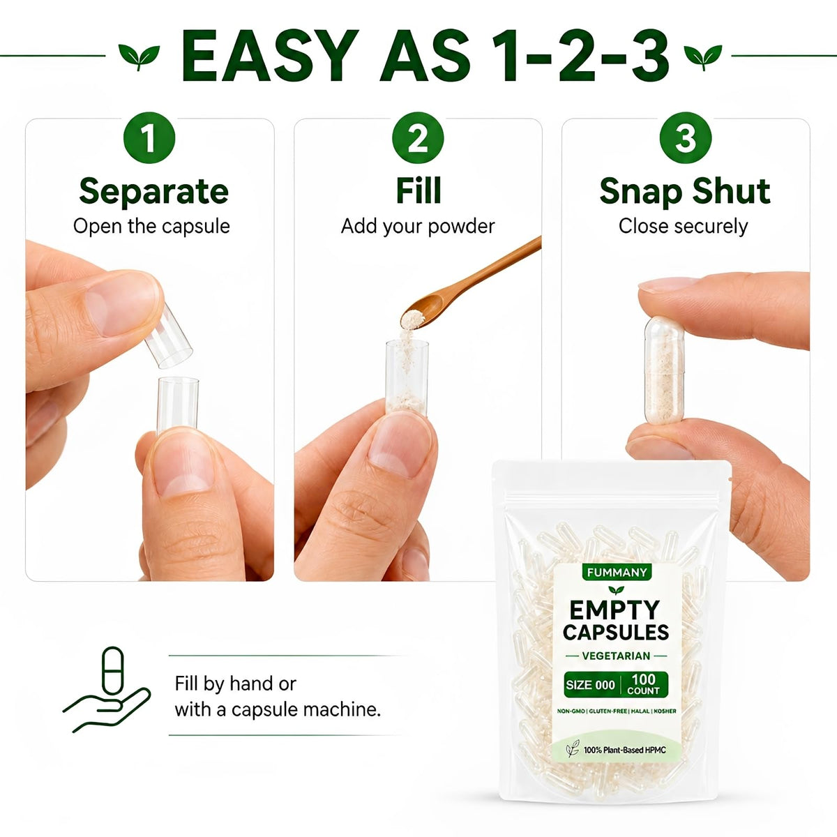 size 000 capsules for easy filling