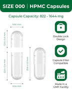Size 000 capsules for easy swallowing