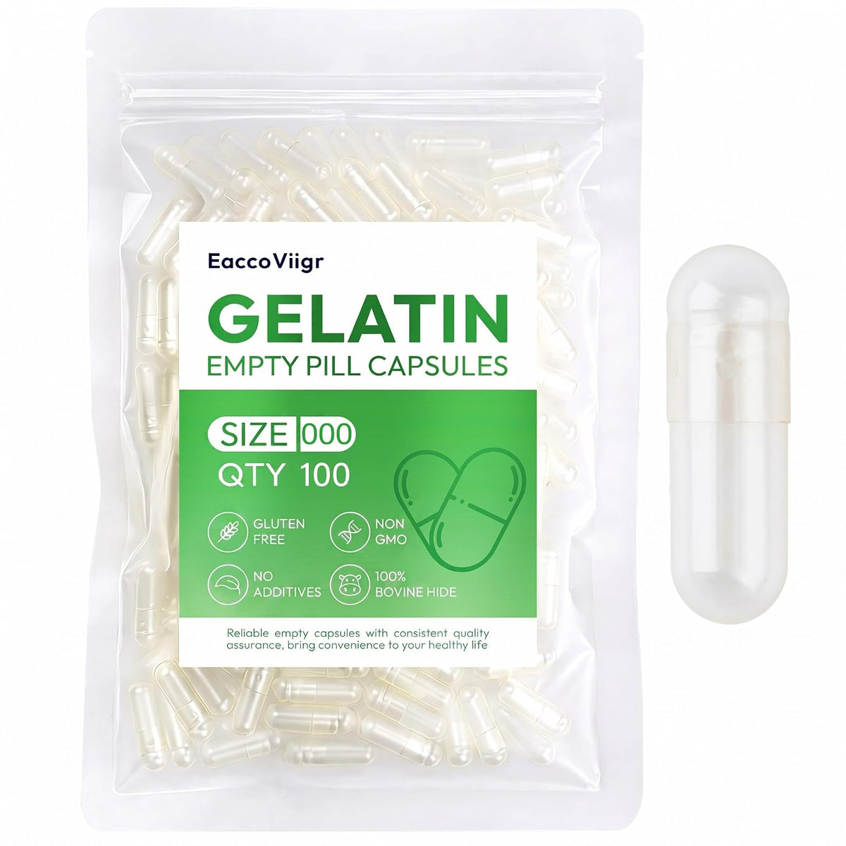 Size 000 gelatin capsules for vitamins