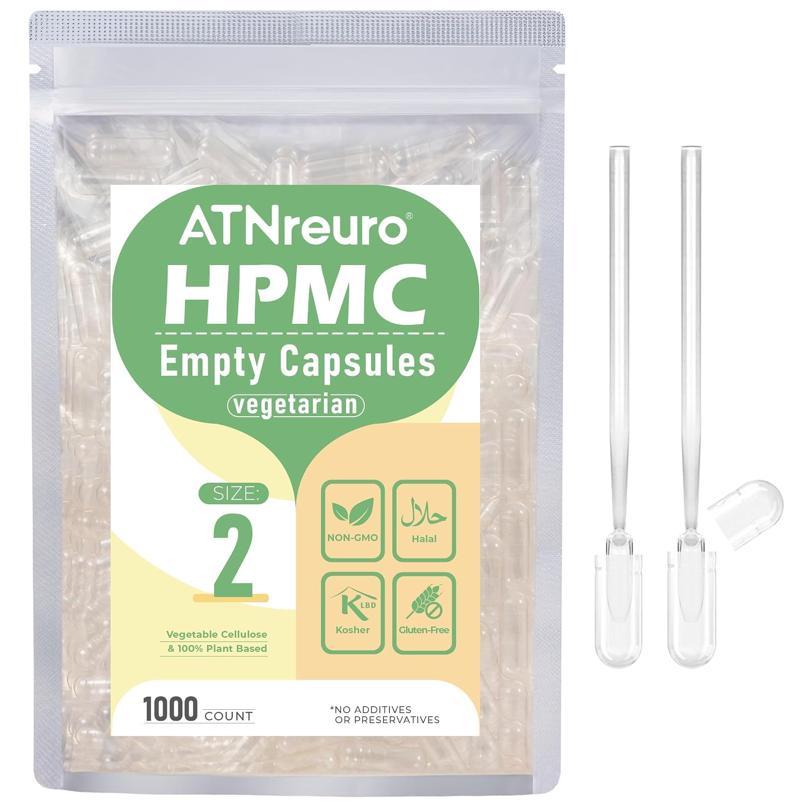 Size 2 empty vegan capsules for multivitamins