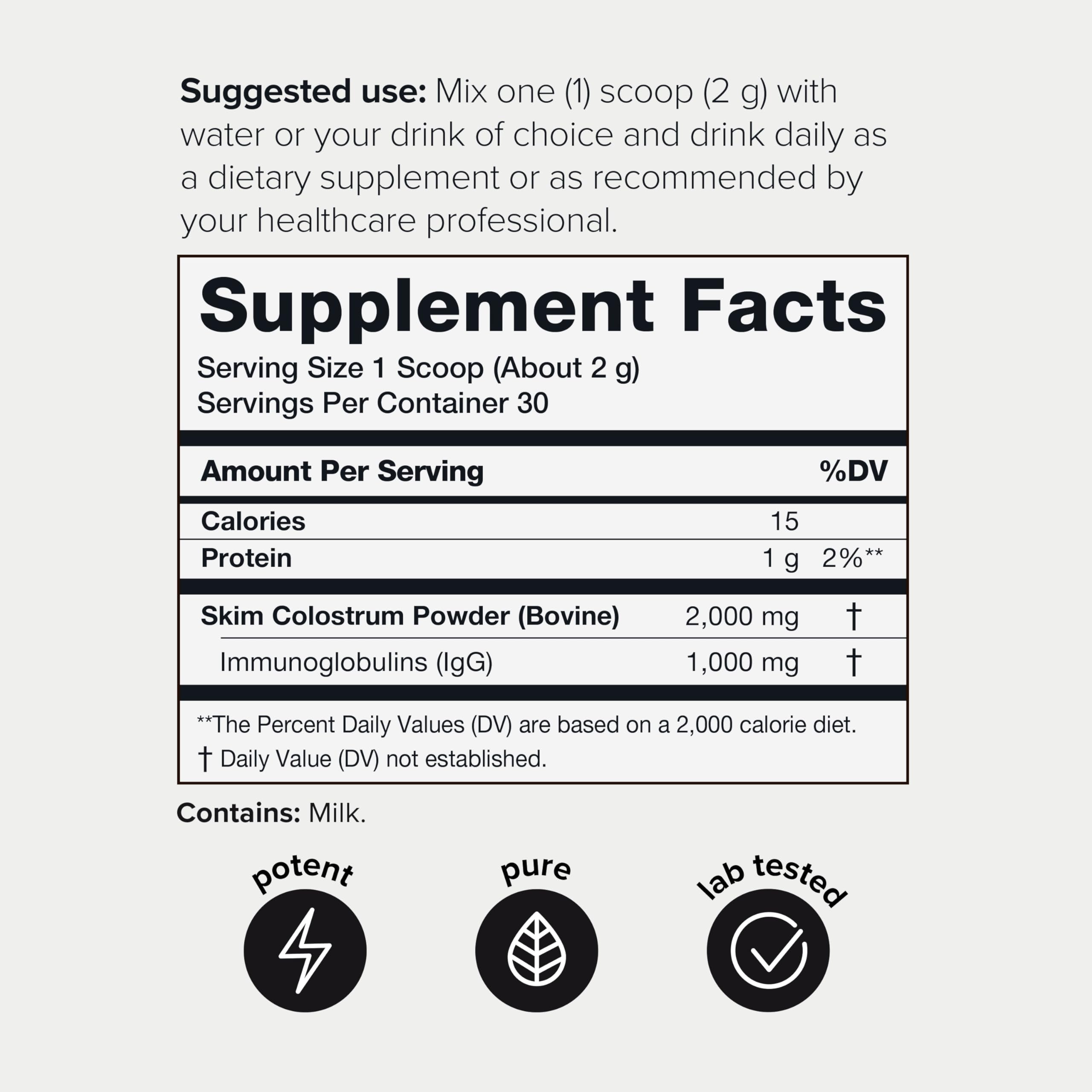 Skin health booster with colostrum powder