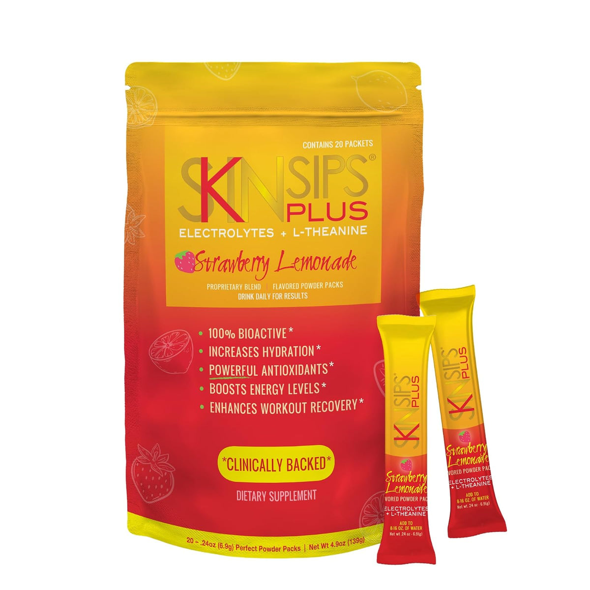 SkinSips electrolyte powder drink mix