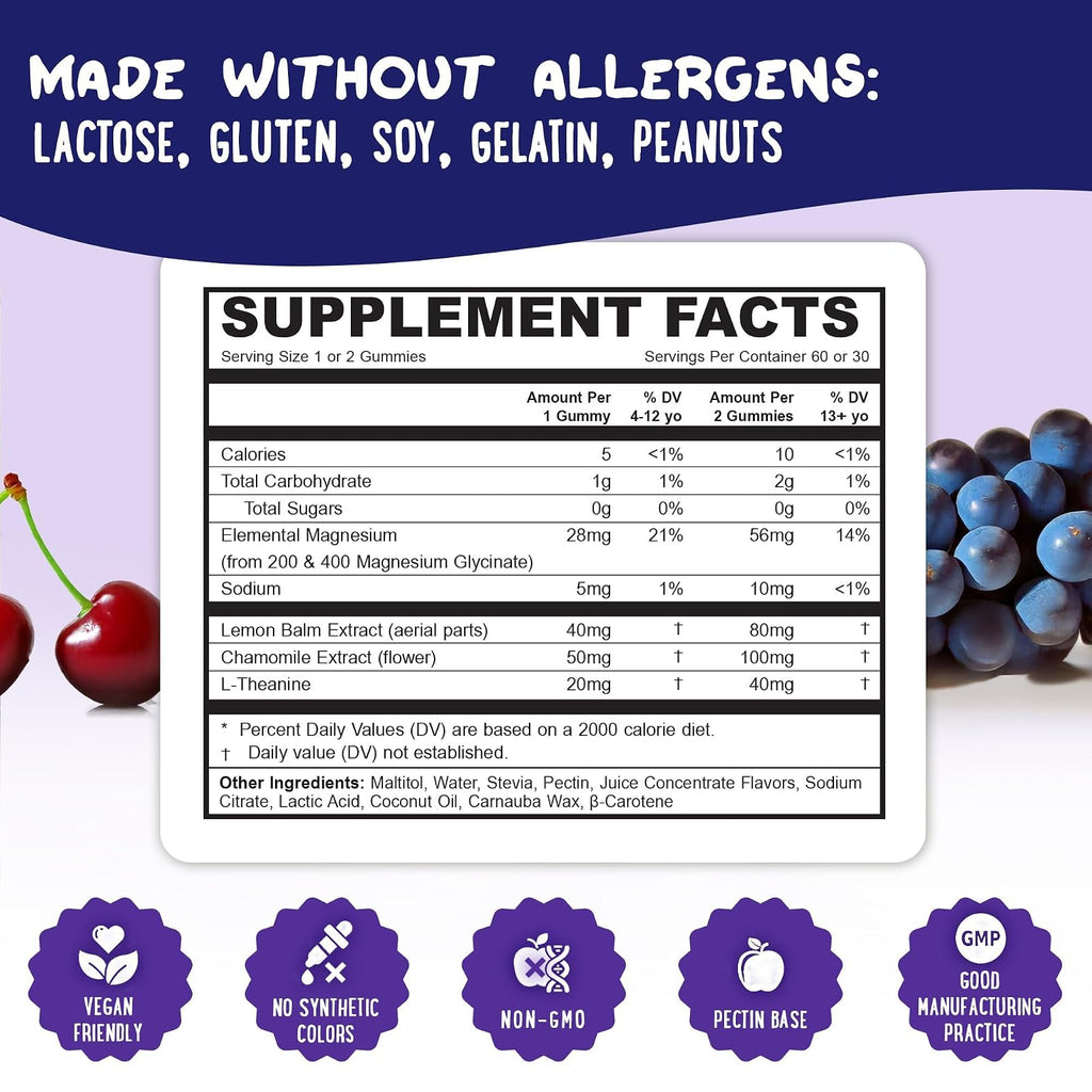 Sleep aid gummies with magnesium glycinate