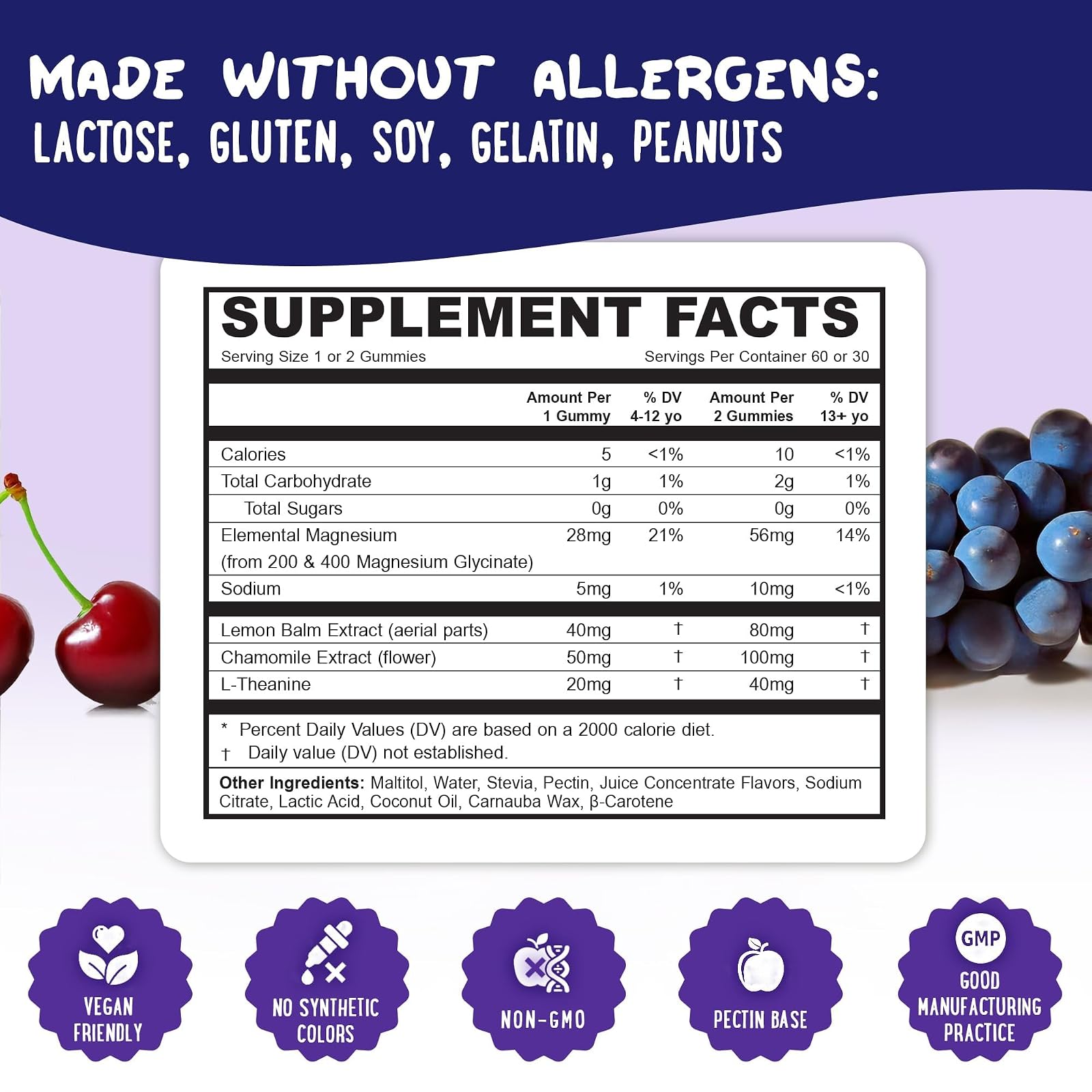 Sleep aid gummies with magnesium glycinate