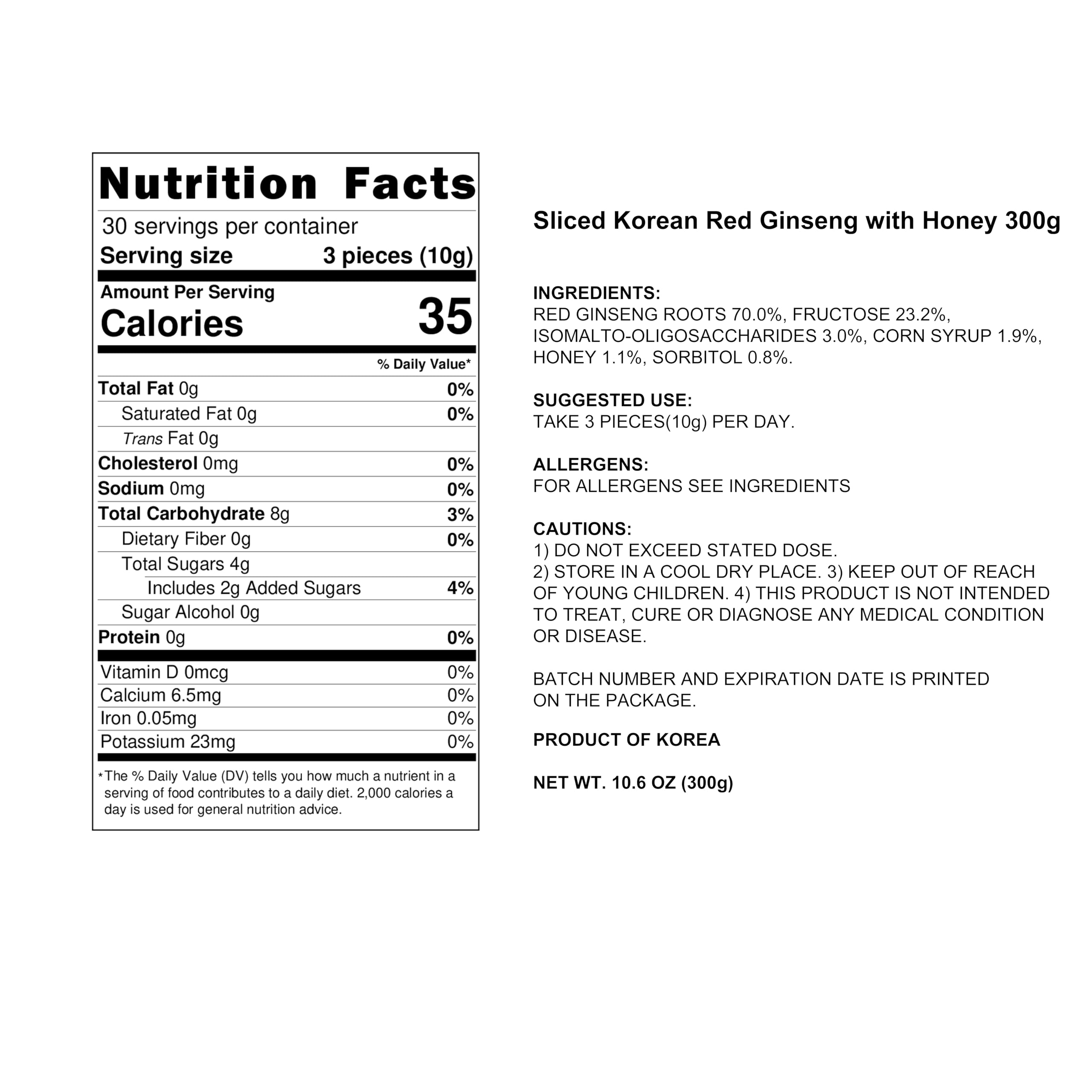 sliced ginseng roots with honey