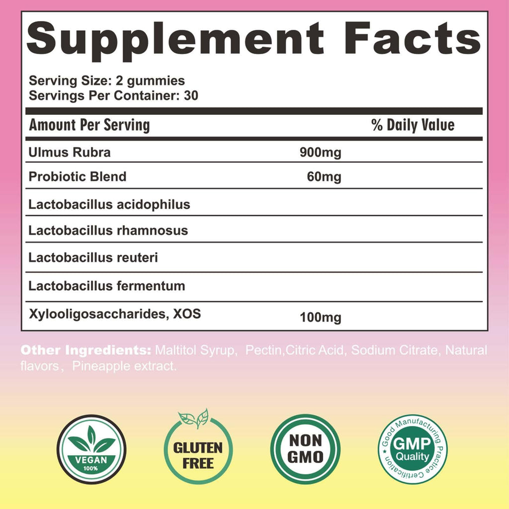 Slippery elm pineapple flavour gummies