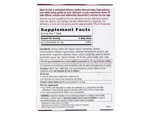 Slow Fe 45 mg iron dosage