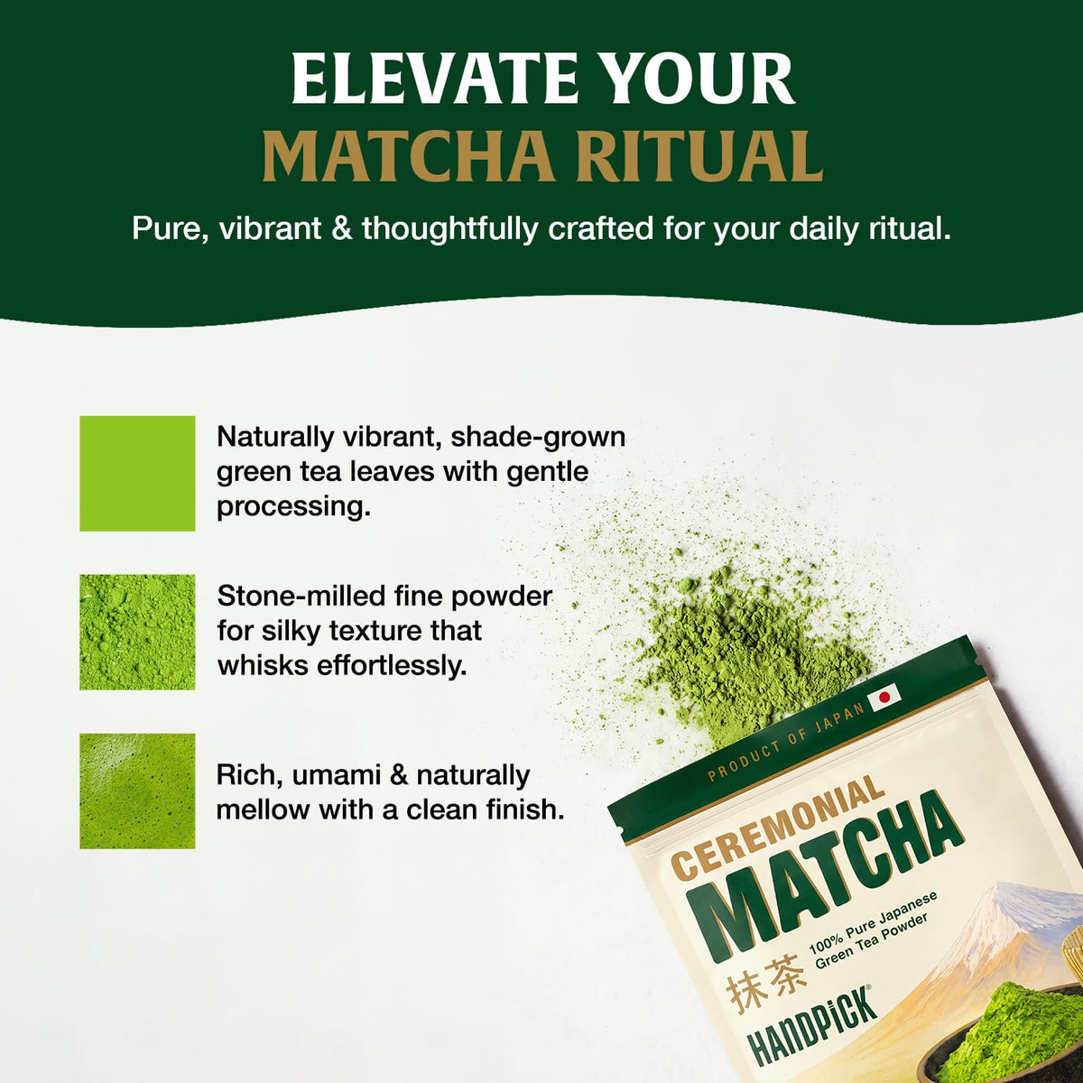 smooth and rich matcha flavour