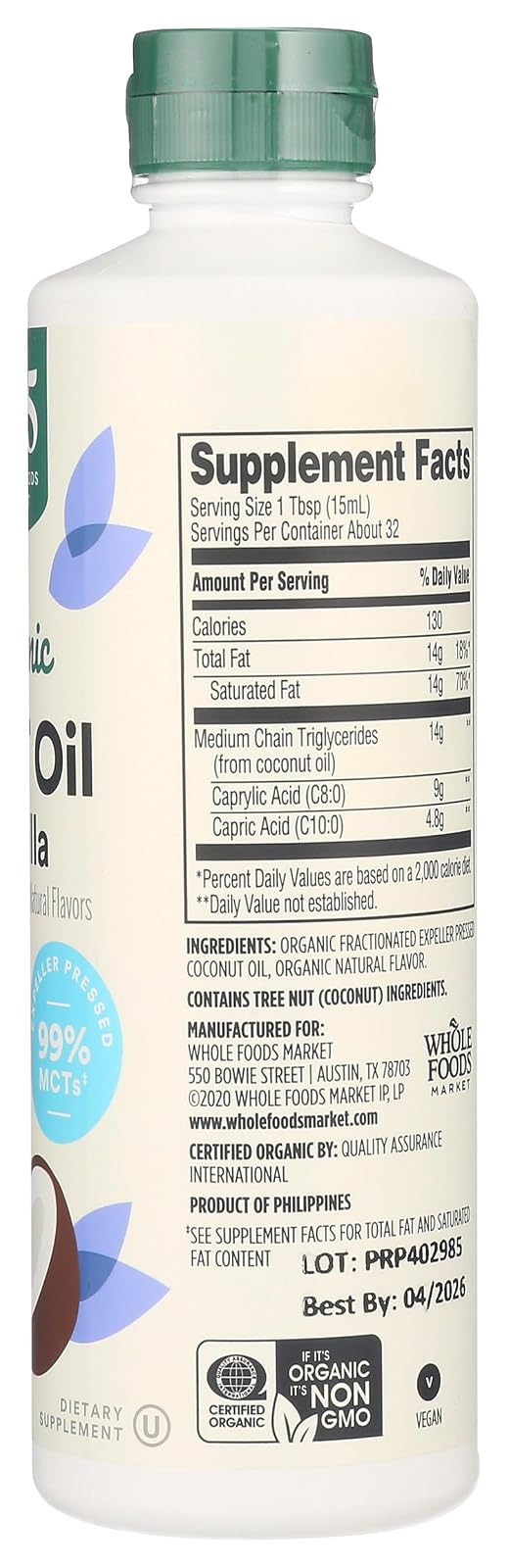smooth vanilla flavour mct oil