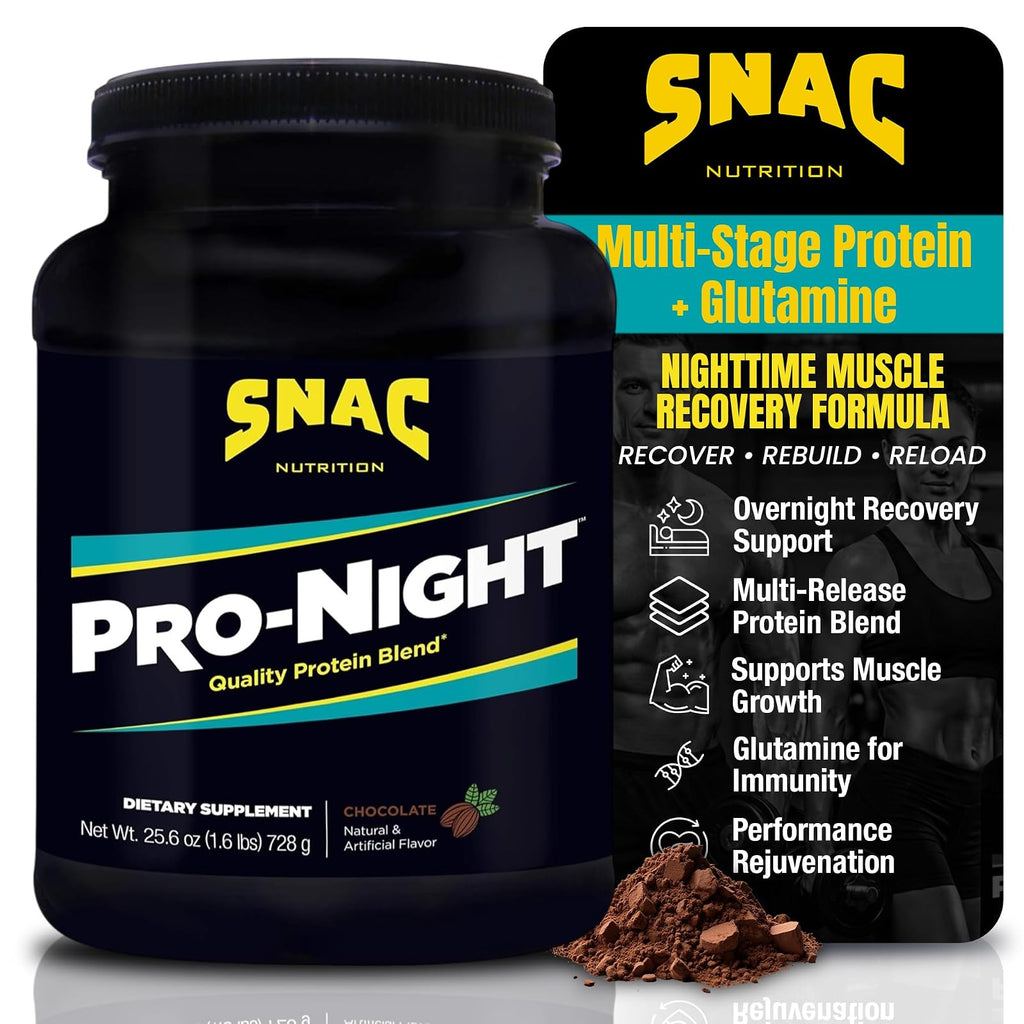 SNAC Pro-Night protein powder chocolate