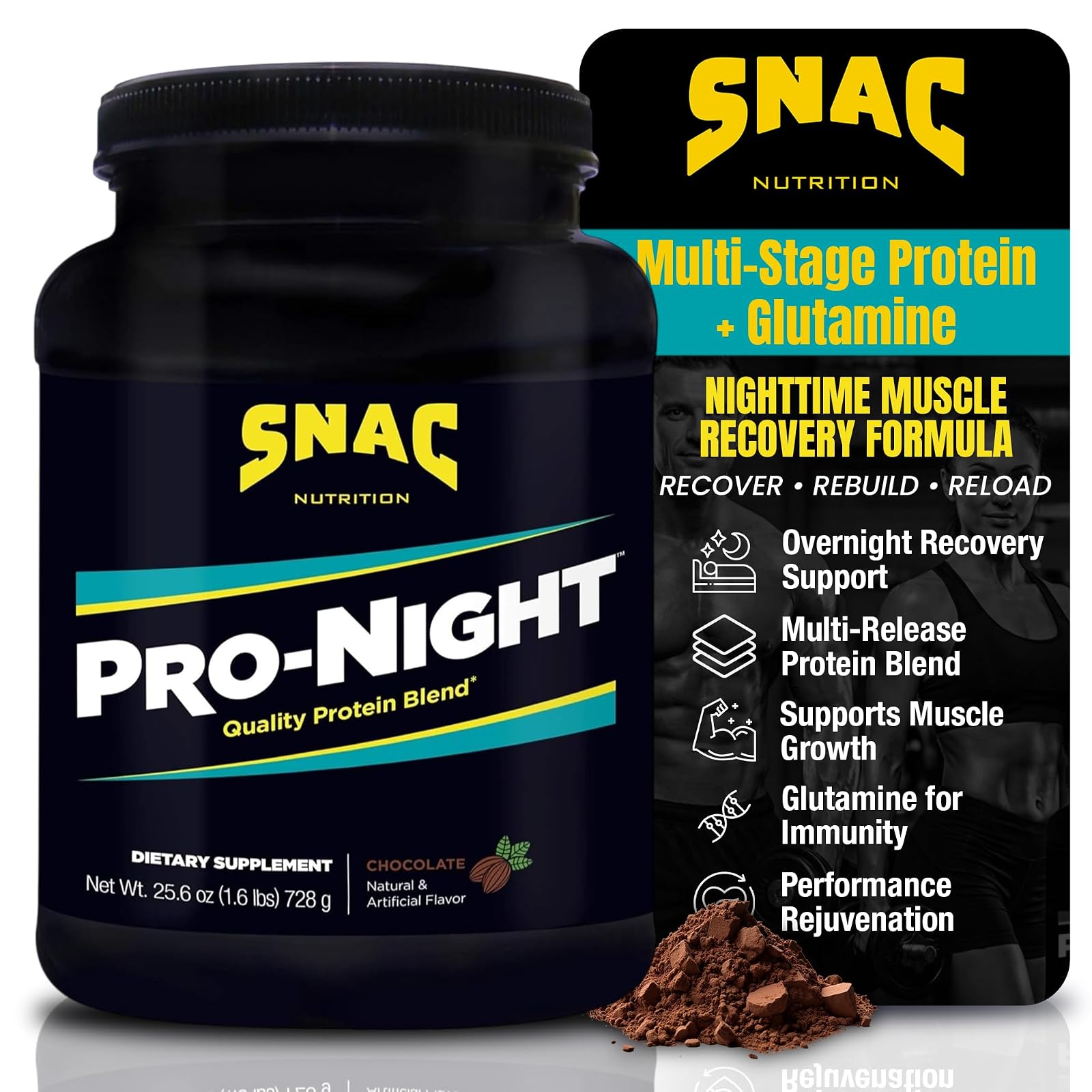 SNAC Pro-Night protein powder chocolate