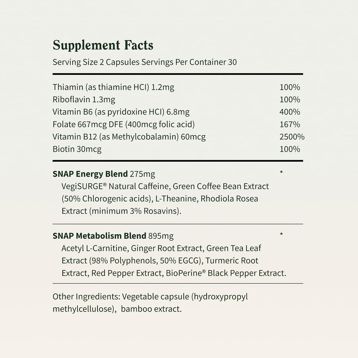 Snap Supplements metabolism enhancing formula