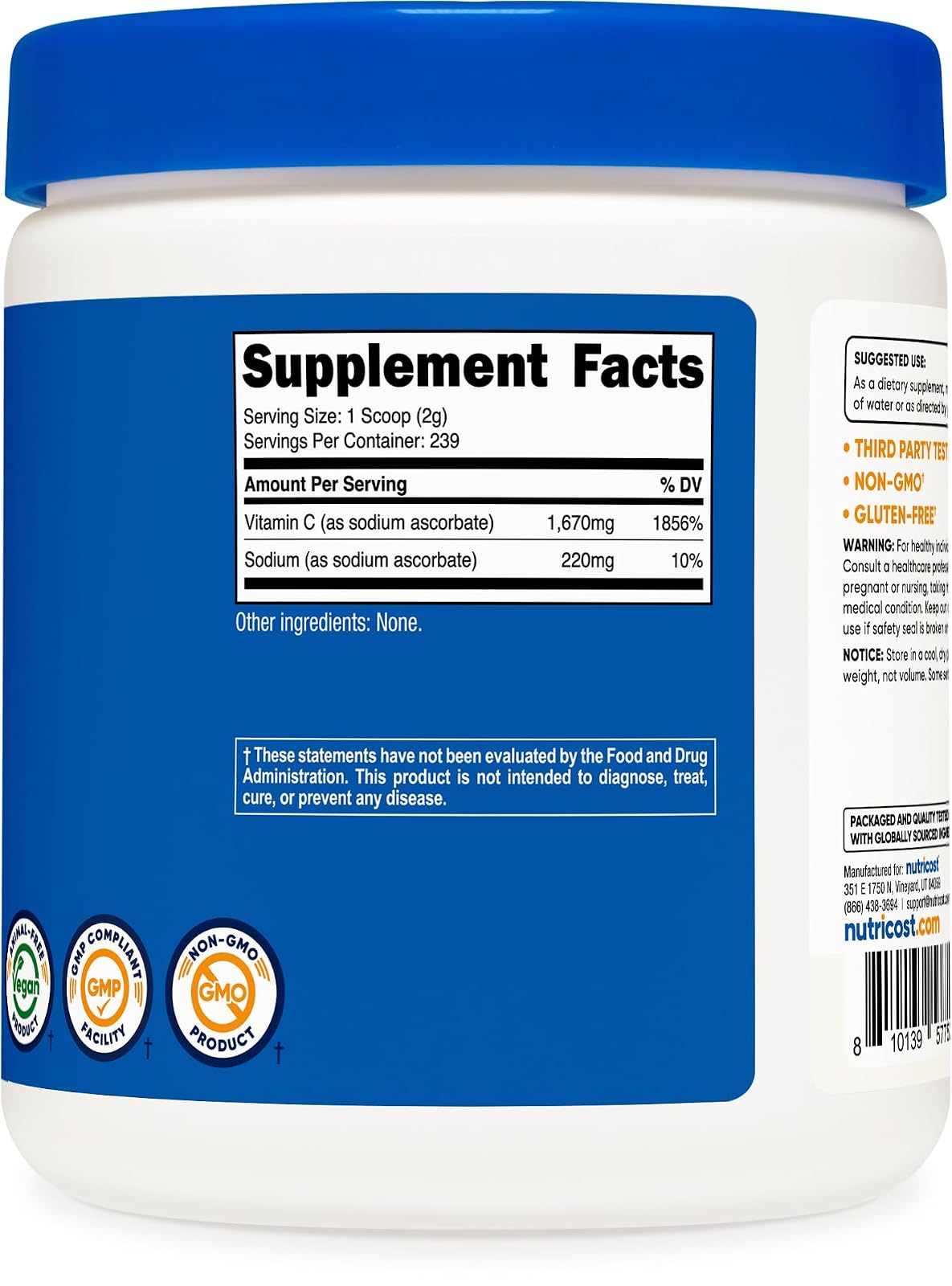 Sodium ascorbate powder for antioxidant benefits