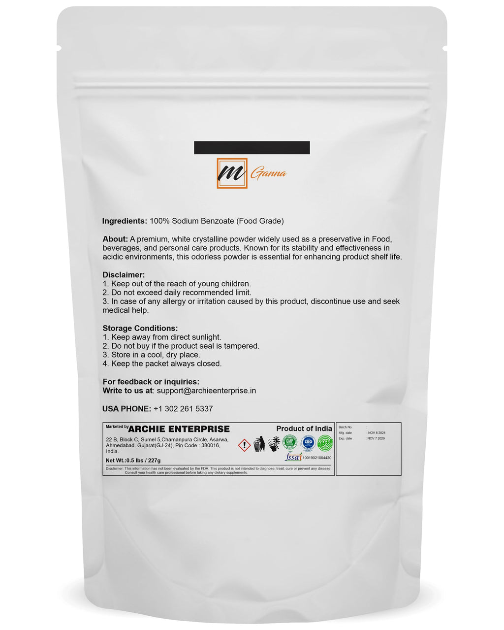 sodium benzoate powder for industrial applications