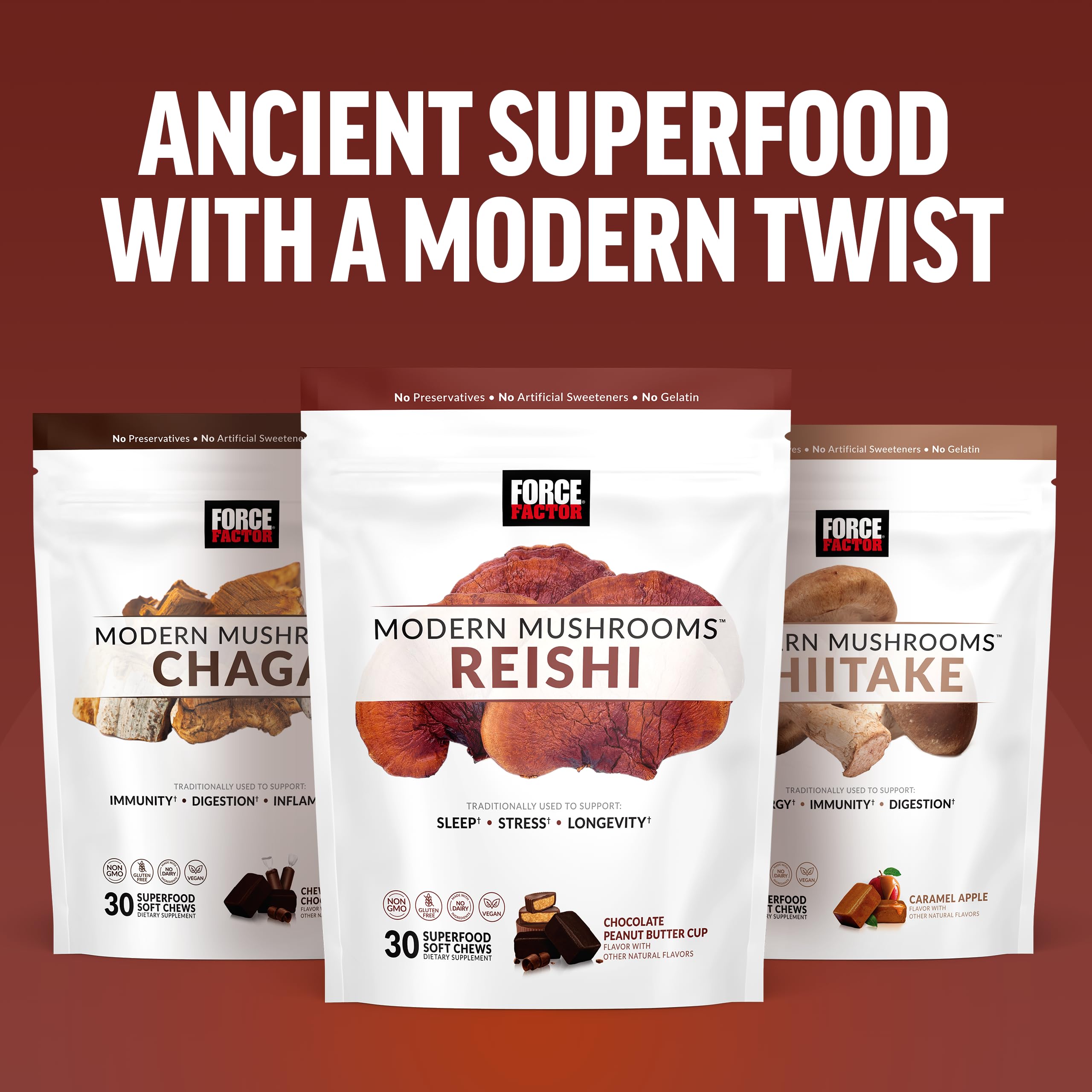 Soft chews with natural mushroom benefits
