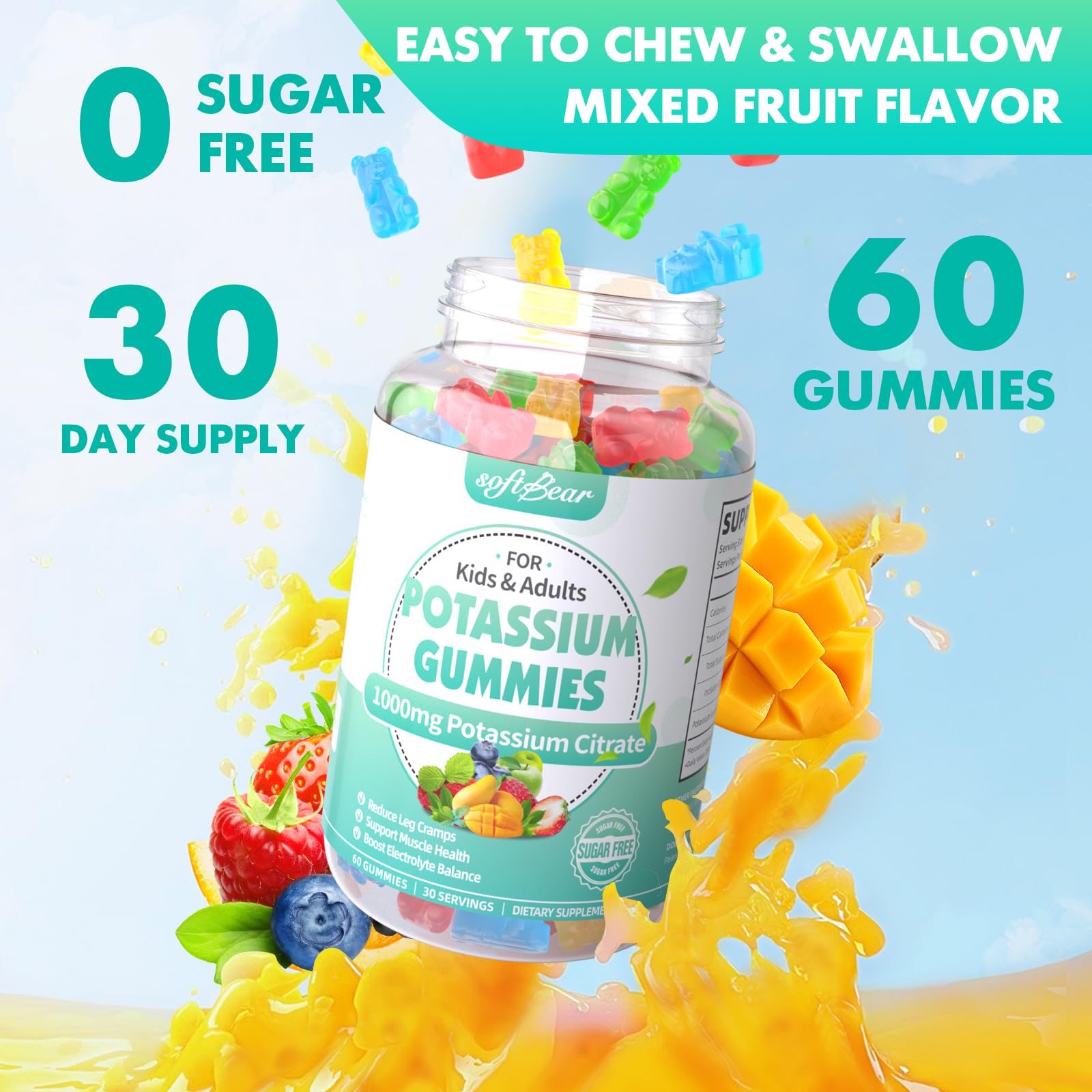 Softbear potassium gummies for hydration support