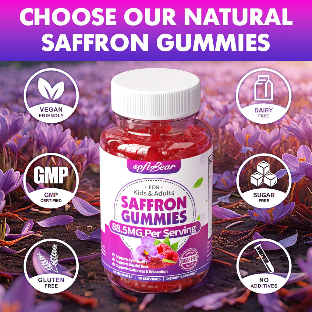 softbear saffron gummies 60 count bottle