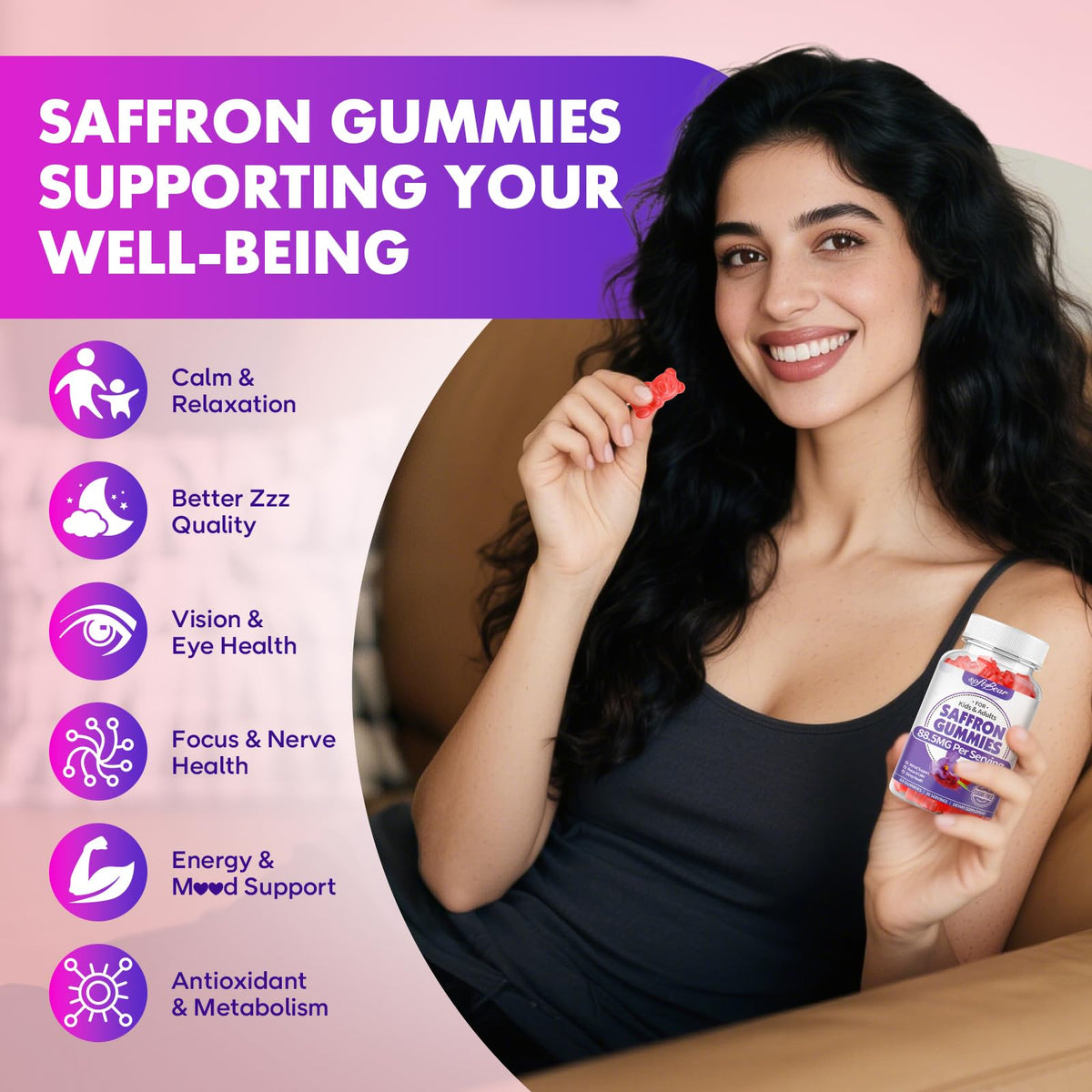 softbear saffron gummies 88.5 mg dosage