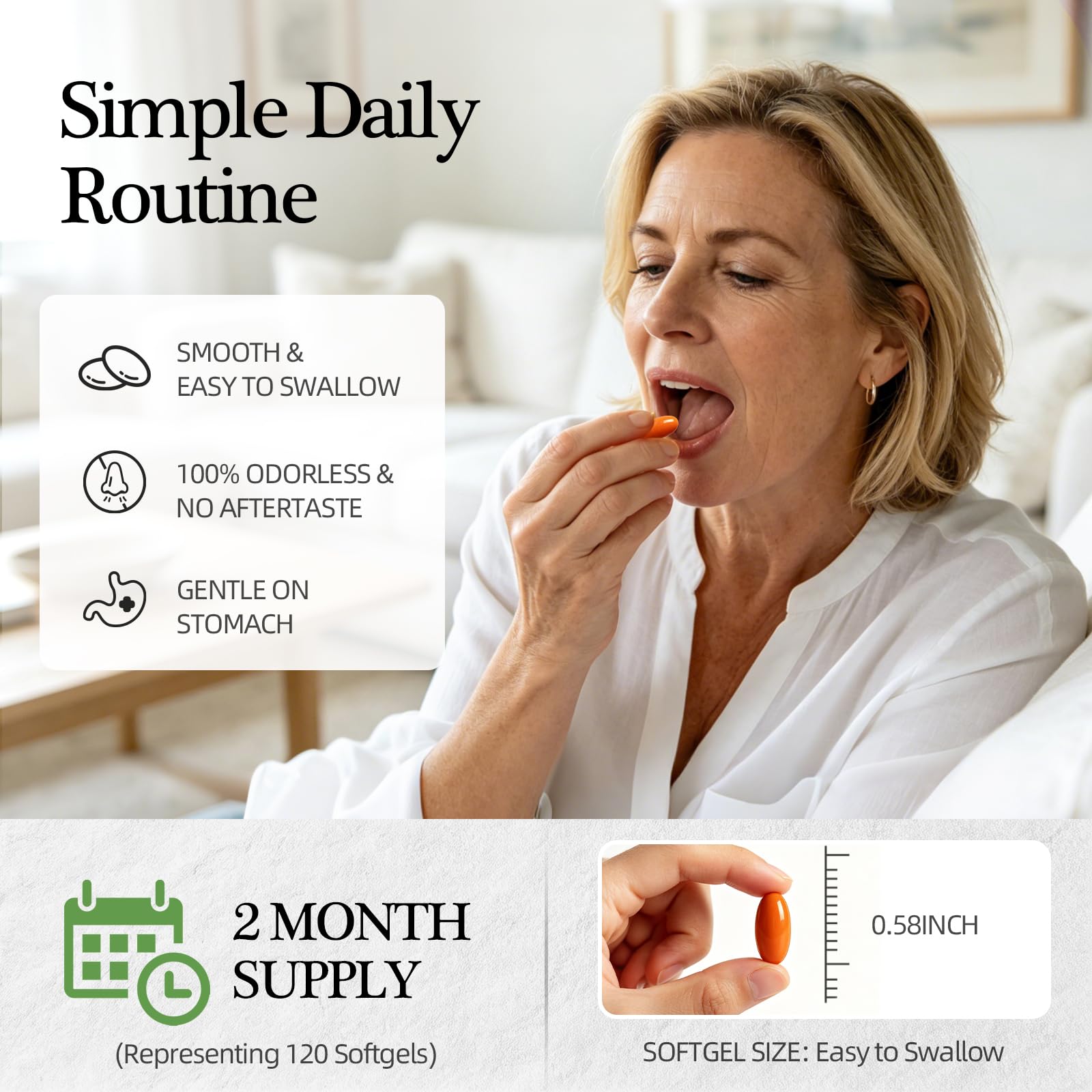 Softgels for easy daily intake