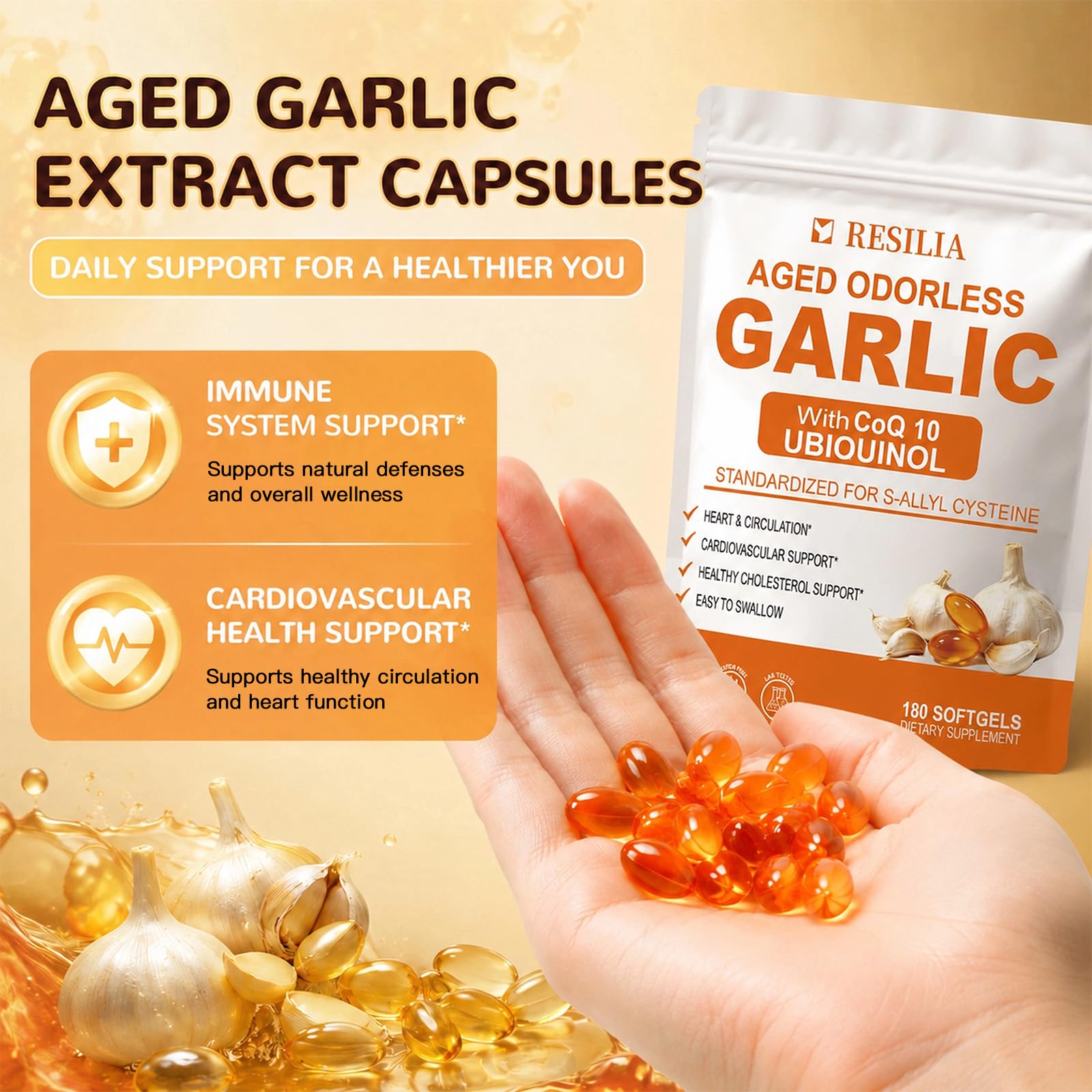 Softgels for easy garlic intake