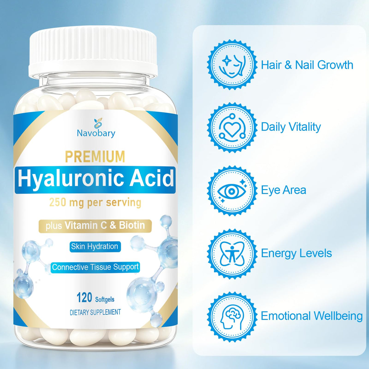 Softgels with hyaluronic acid benefits