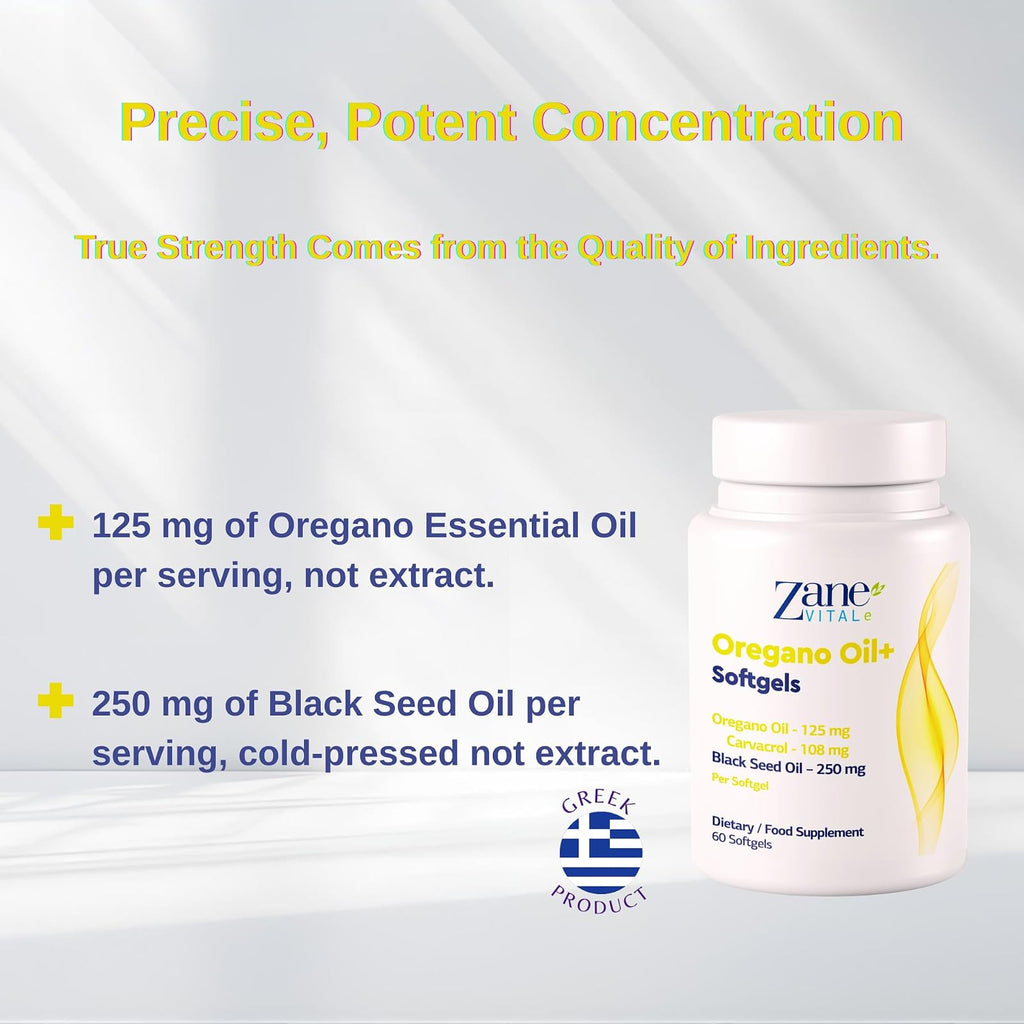 Softgels with oregano oil and black seed
