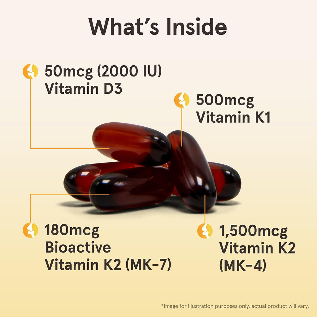 Softgels with vitamin D3 and K2