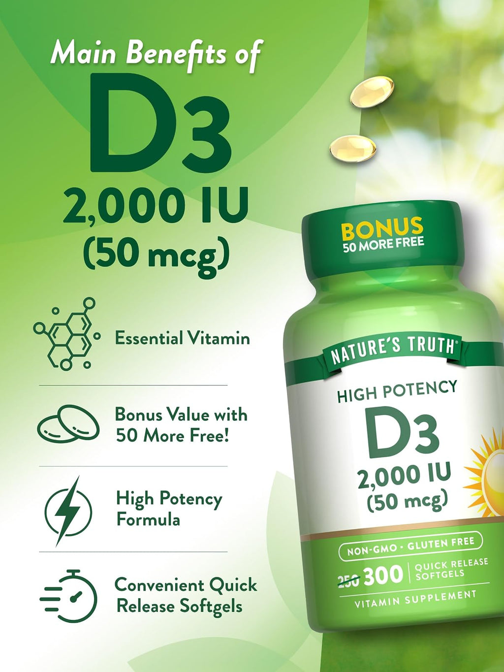 Softgels with vitamin D3 for mood support