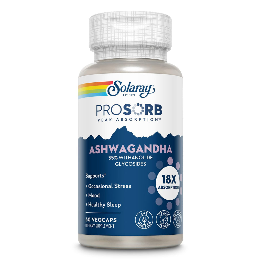 Solaray ashwagandha capsules for stress relief