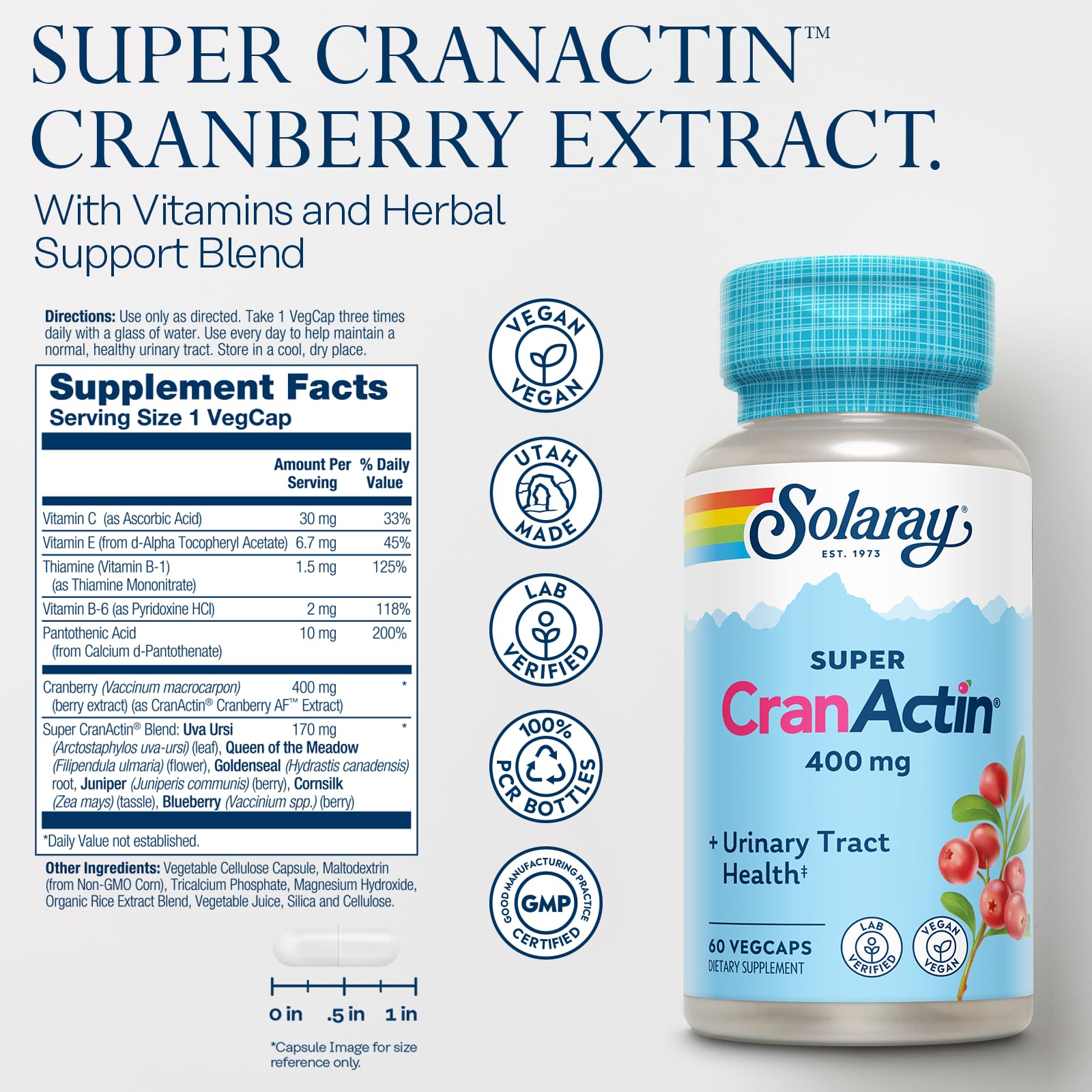SOLARAY cranberry vegcaps for wellness