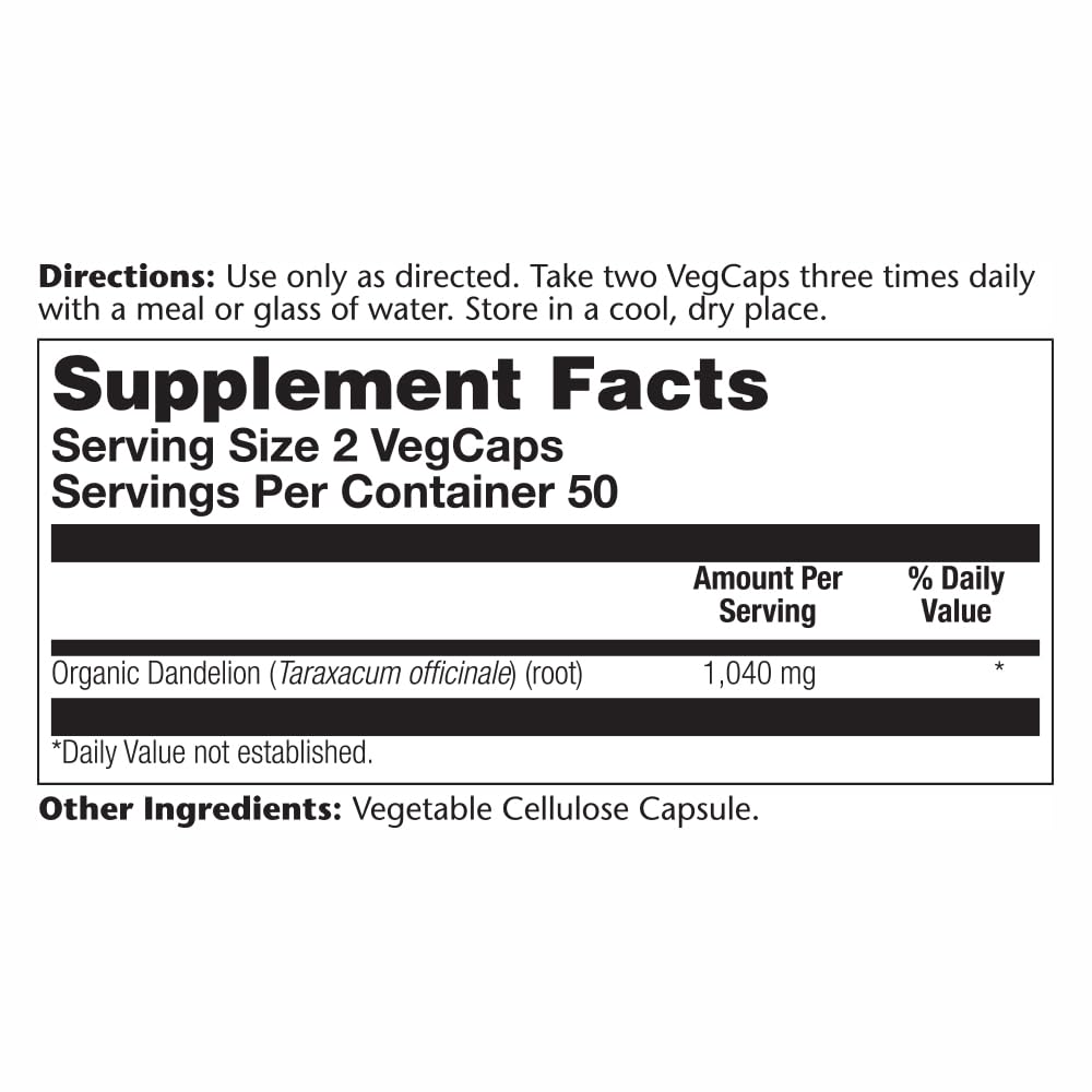 Solaray dandelion root 520 mg capsules