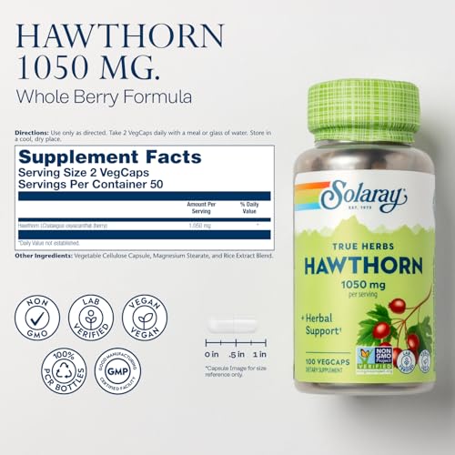 SOLARAY hawthorn capsules for digestion support
