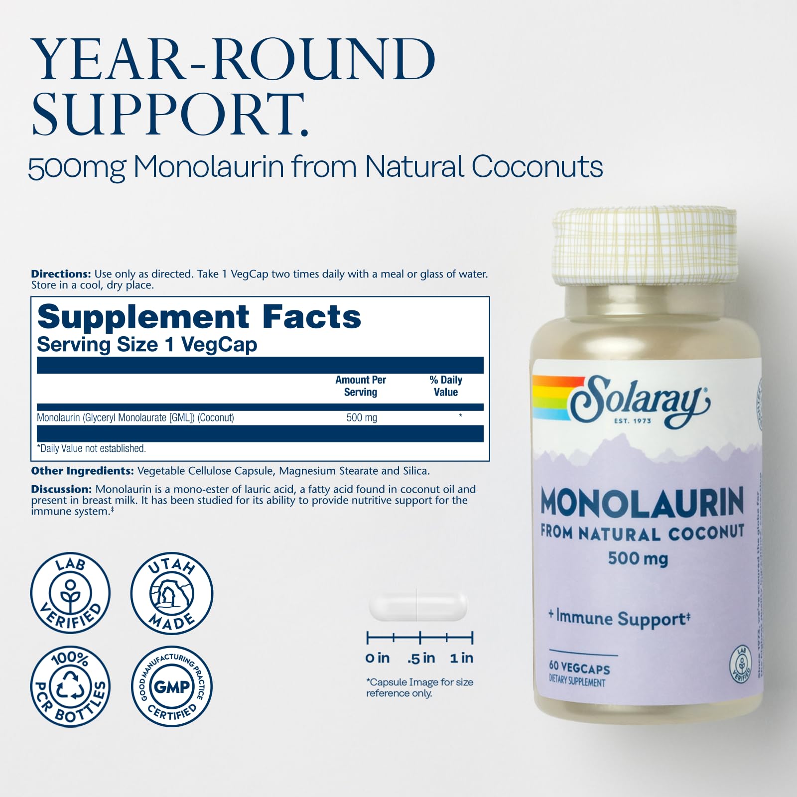SOLARAY Monolaurin 500 mg VegCaps