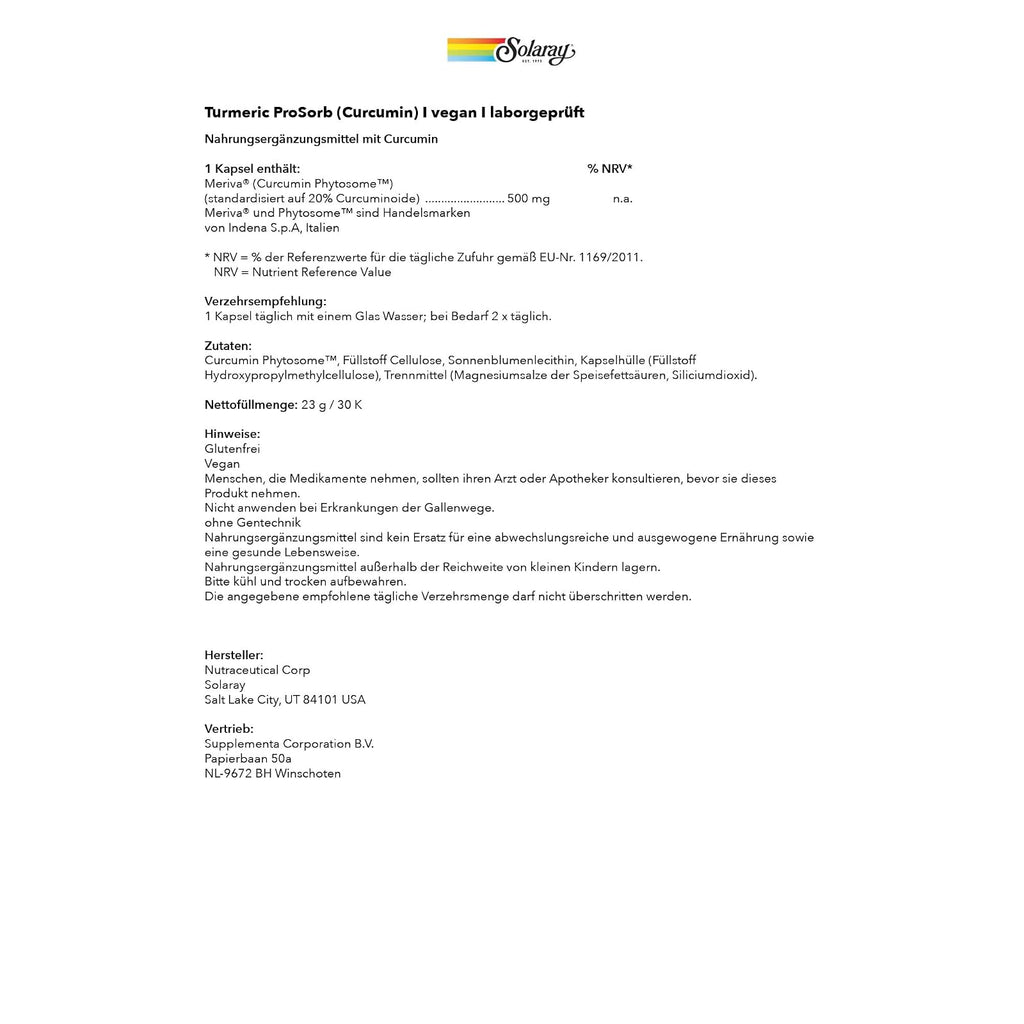SOLARAY ProSorb turmeric for joint support