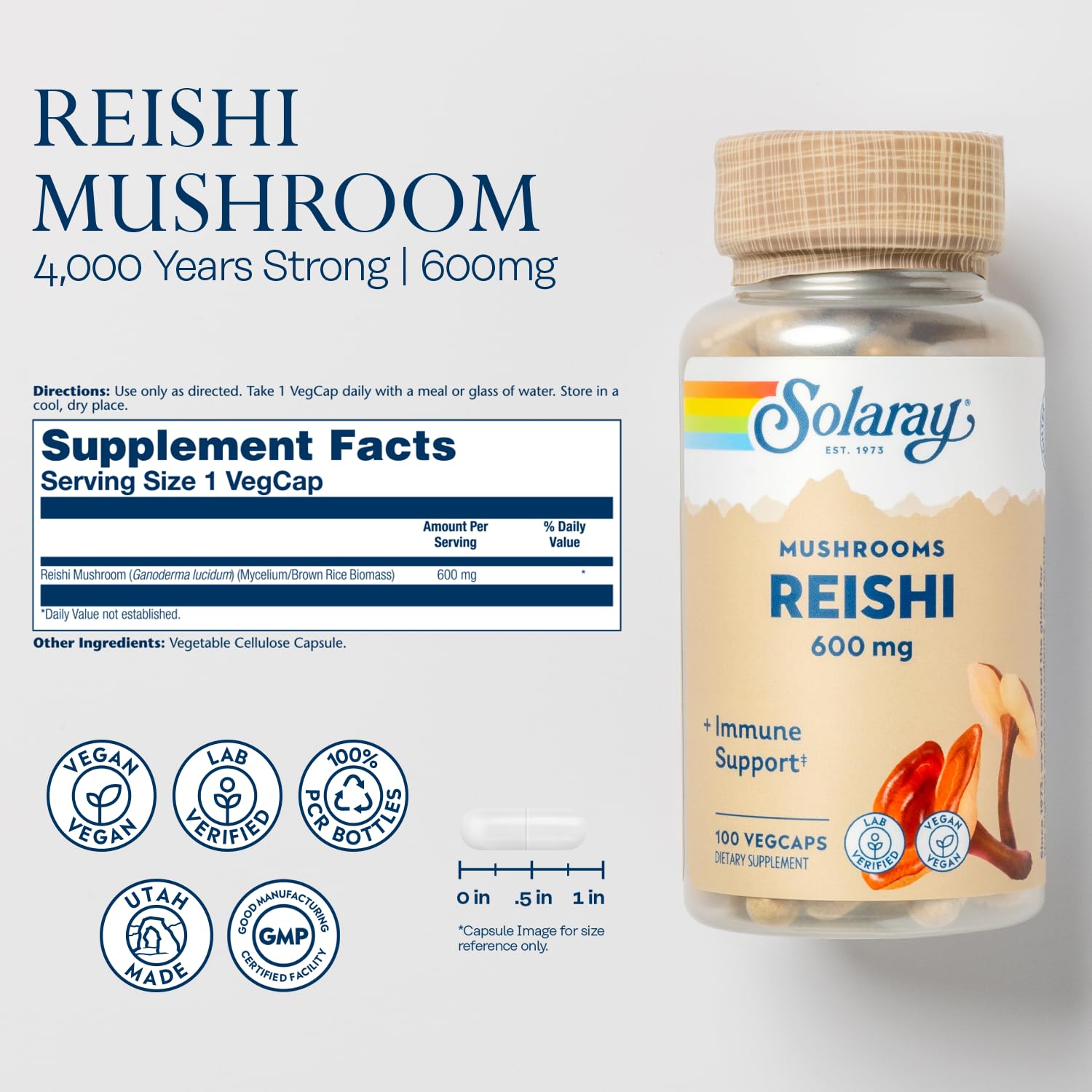 SOLARAY reishi mushroom capsules